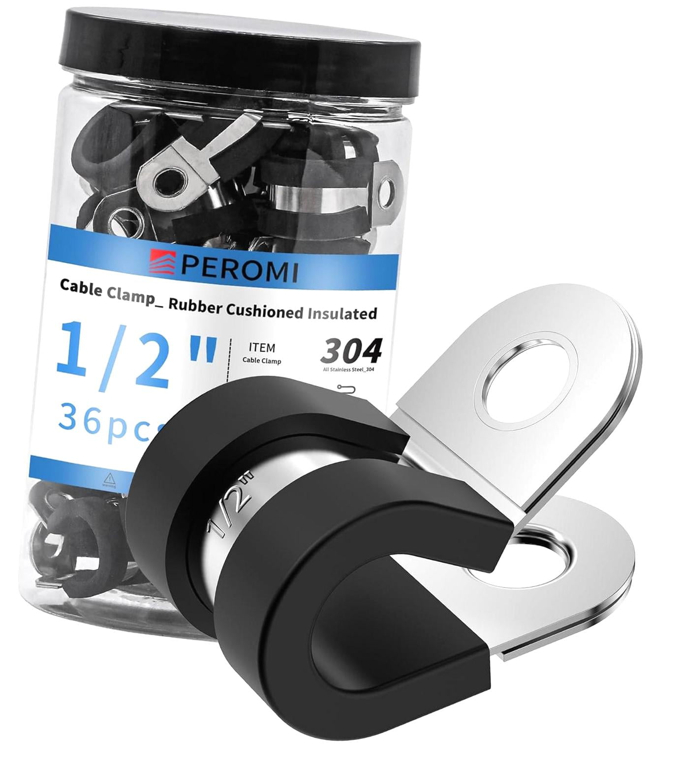 ANYWAY.GO 36PCS 1/2" Cable Clamps 304 Steel with Advanced Riveted Support. Rubber-Padded ...