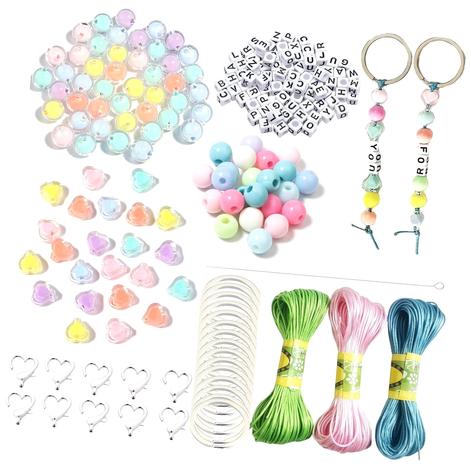 ANYWAY.GO 384Pcs Bead Keychain Kit, Beads for Jewelry Making Set ...