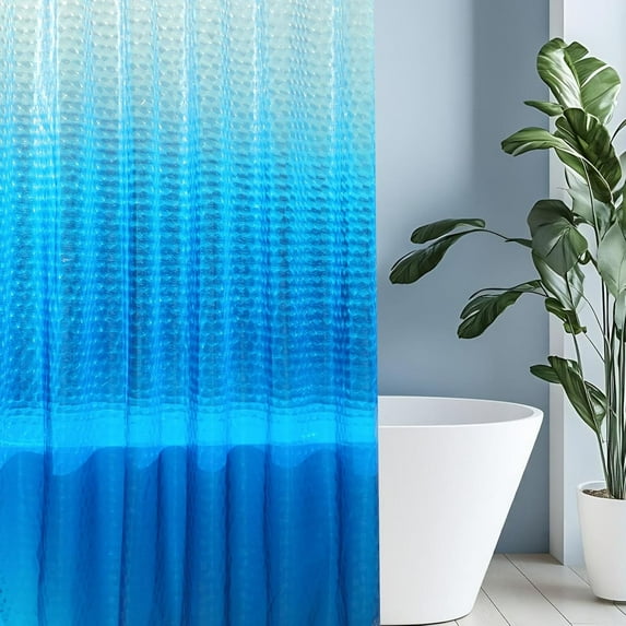ANYWAY.GO 3D Water Cube Shower Curtain 72x72 Blue Ombre, 8G Thick PEVA ...
