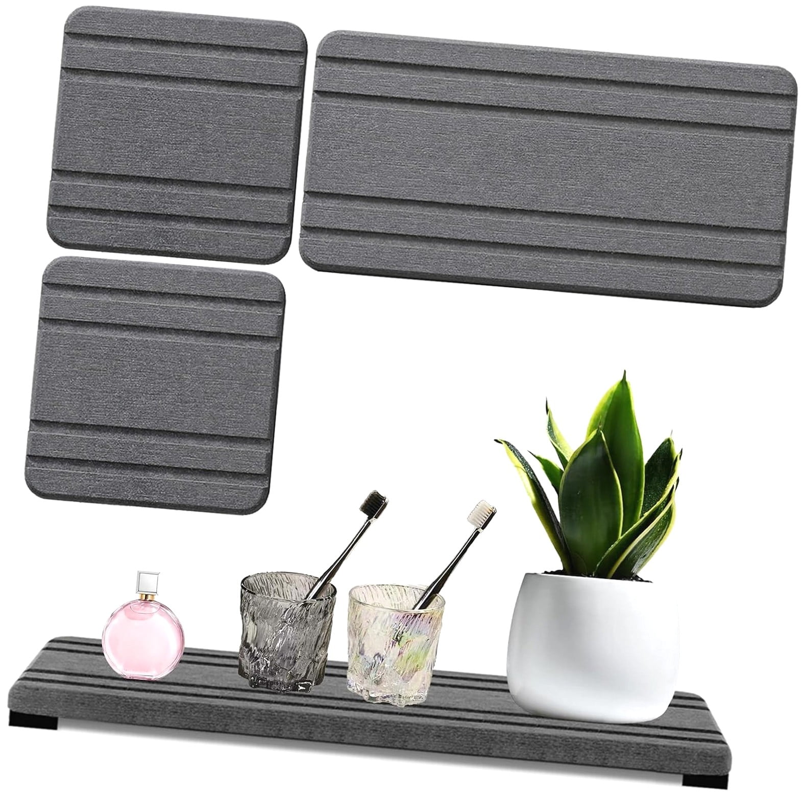 ANYWAY.GO 3PCS Water Absorbing Stone Tray, Dry Sink Tray, Drying Neat ...