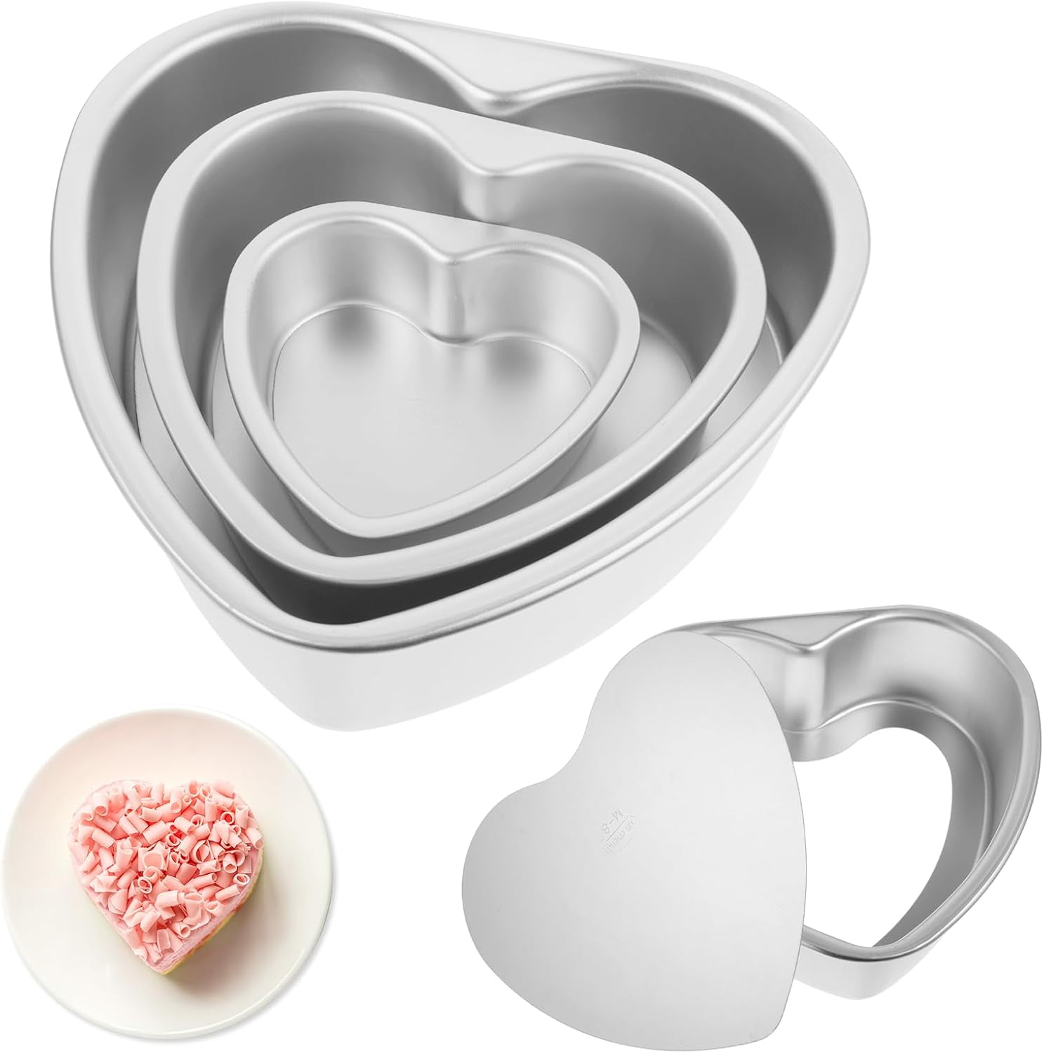 ANYWAY.GO 3Pcs Valentine Heart Shaped Cake Pans with Removable Bottom ...
