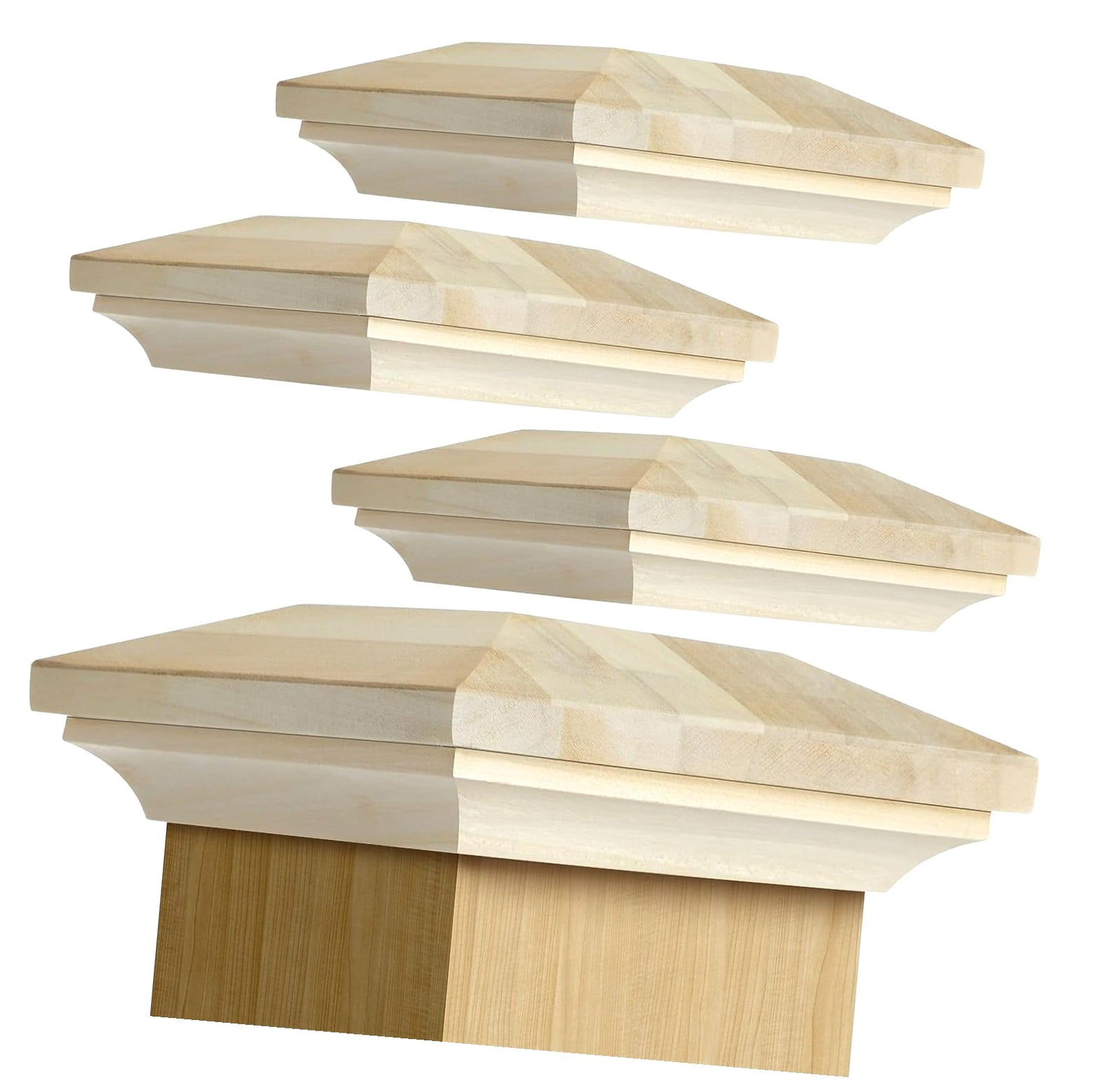 ANYWAY.GO 4 Pcs 3.5" 3.5" Wood Newel Post Fence Post for Topper Top ...