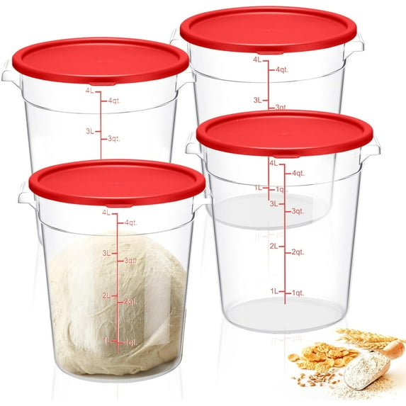 ANYWAY.GO 4 Pcs 4 Qt Container Bucket with Clear Proofing Containers ...