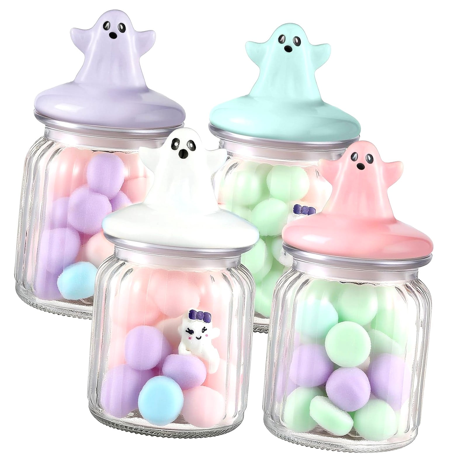 ANYWAY.GO 4-Piece Jar Set with 7.8 oz Clear Candy Jar Canister with ...