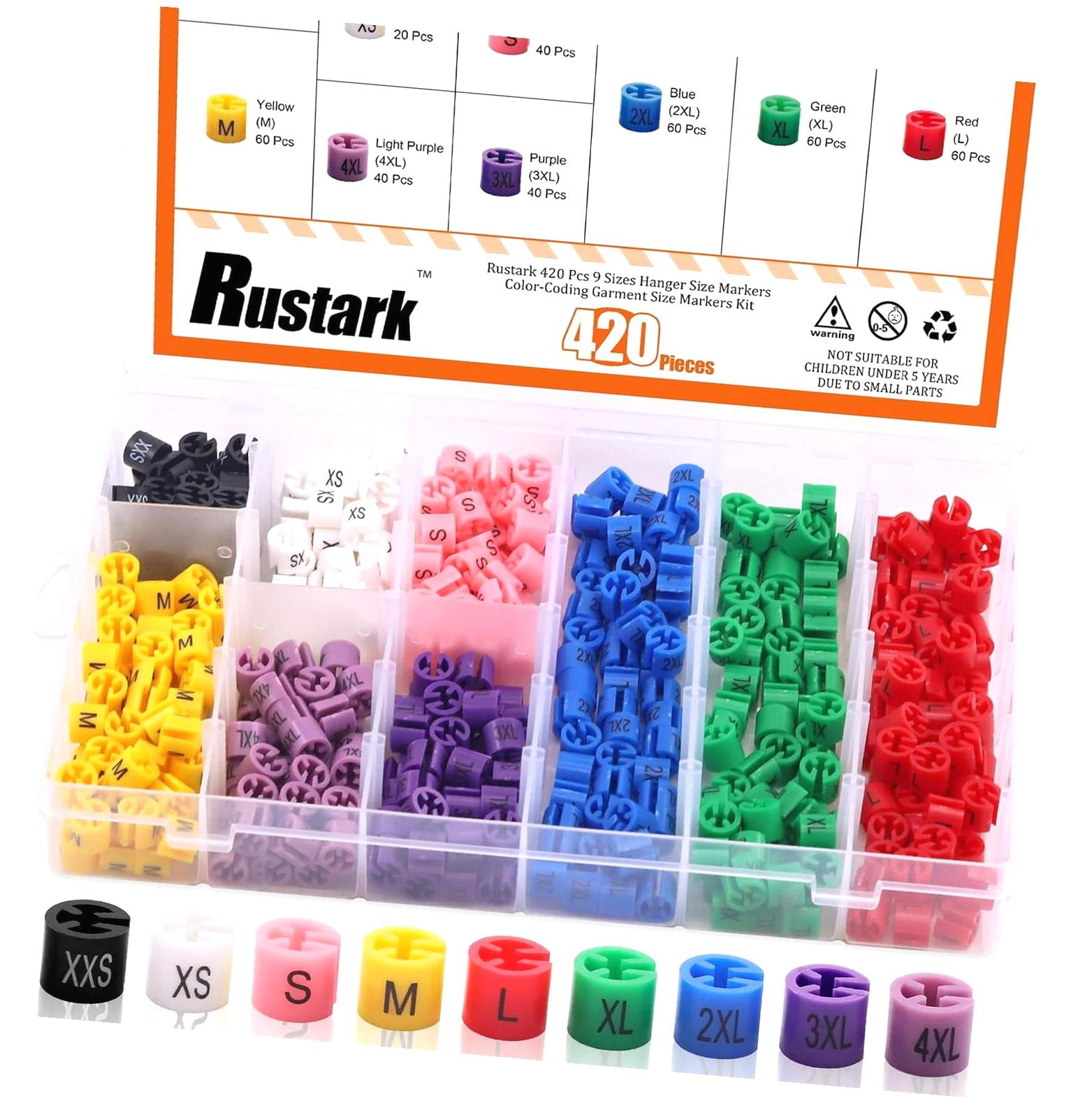 ANYWAY.GO 420 Pcs 9 Sizes Hanger Size Markers Color-Coding Garment Size ...