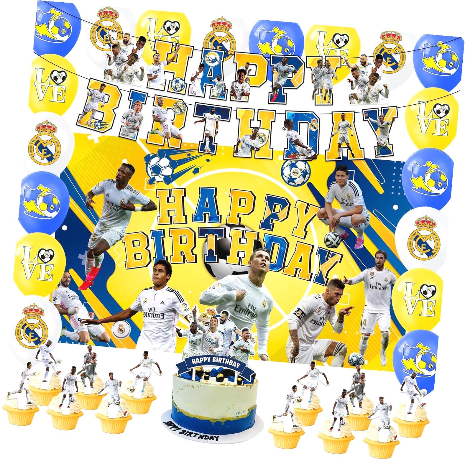 ANYWAY.GO 42pcs Madrid Birthday Party Supplies Pack Includes Banner ...