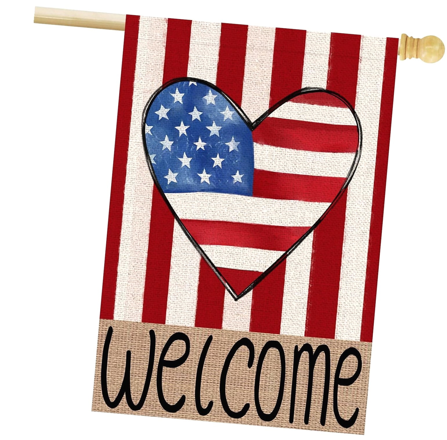 ANYWAY.GO 4th of July House 28x40 Inch Double Sided Red Heart and ...