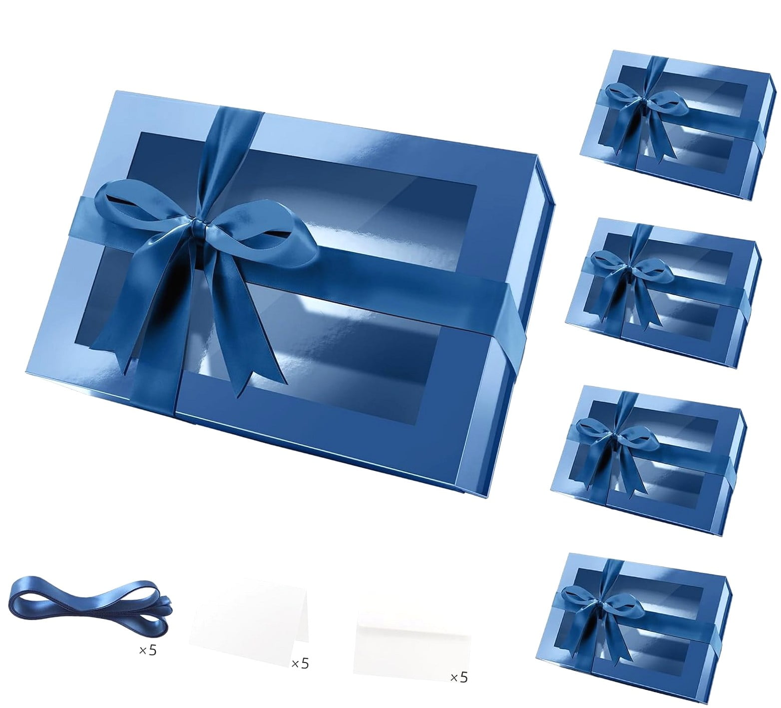 ANYWAY.GO 5 Large Blue Boxes with , 13.5x9x4.1 Inches Clear Boxes for ...