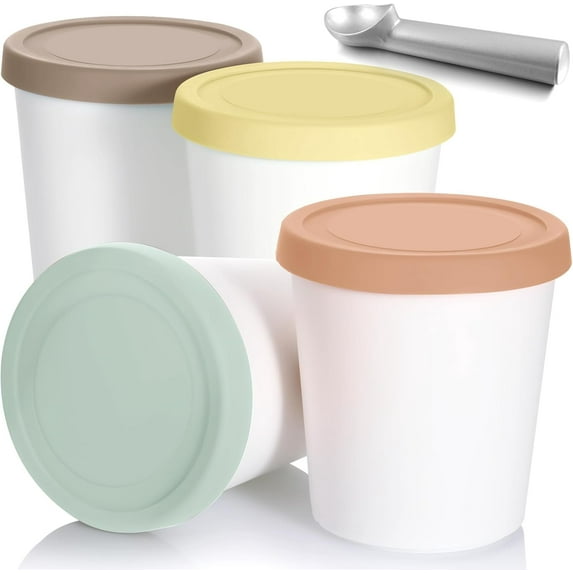 ANYWAY.GO 5 Pack Containers 1Qt Freezer Storage Tubs with and Spoon for ...