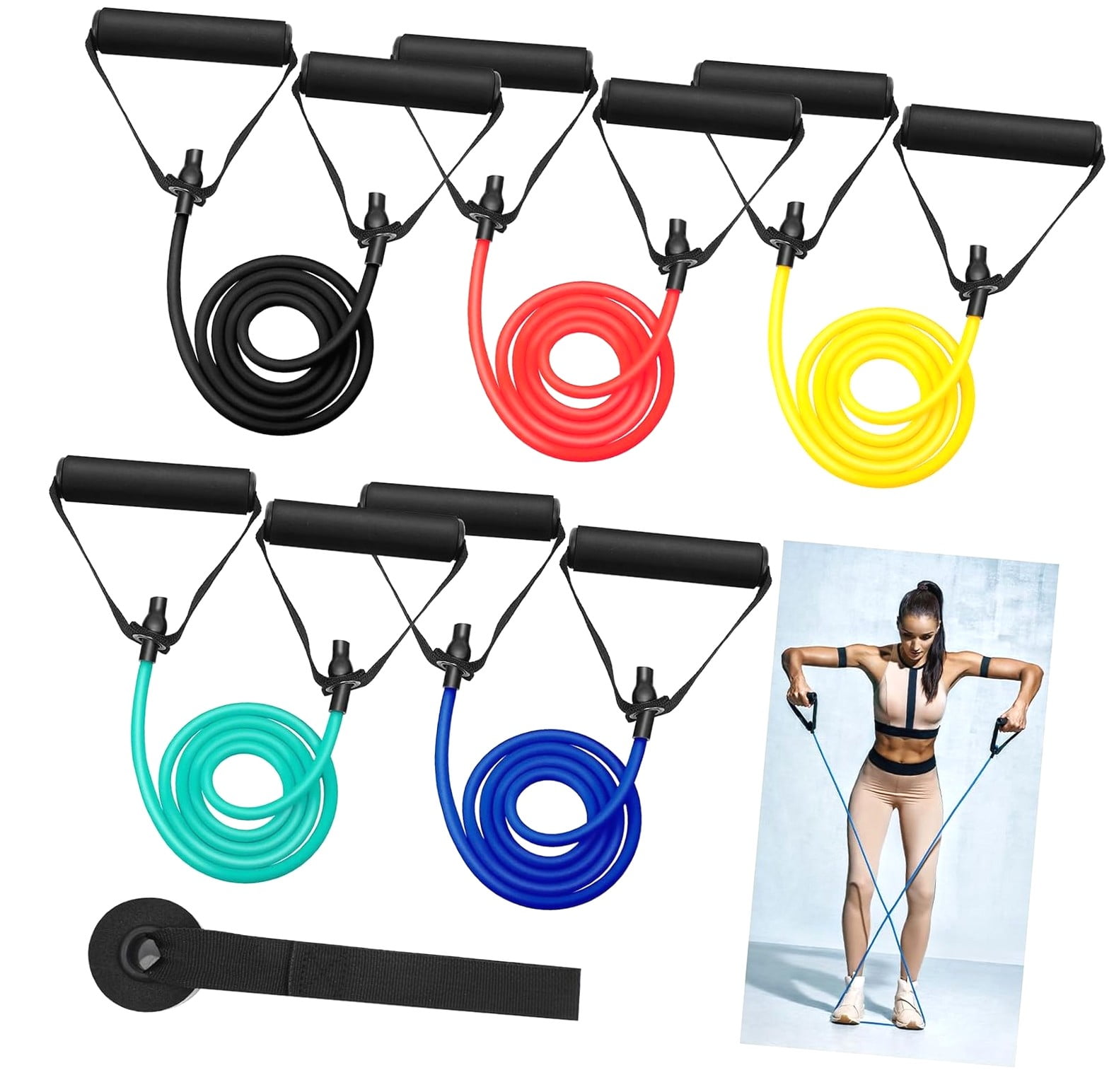 ANYWAY.GO 5 Pcs Exercise Resistance Bands with Handles, Physical ...