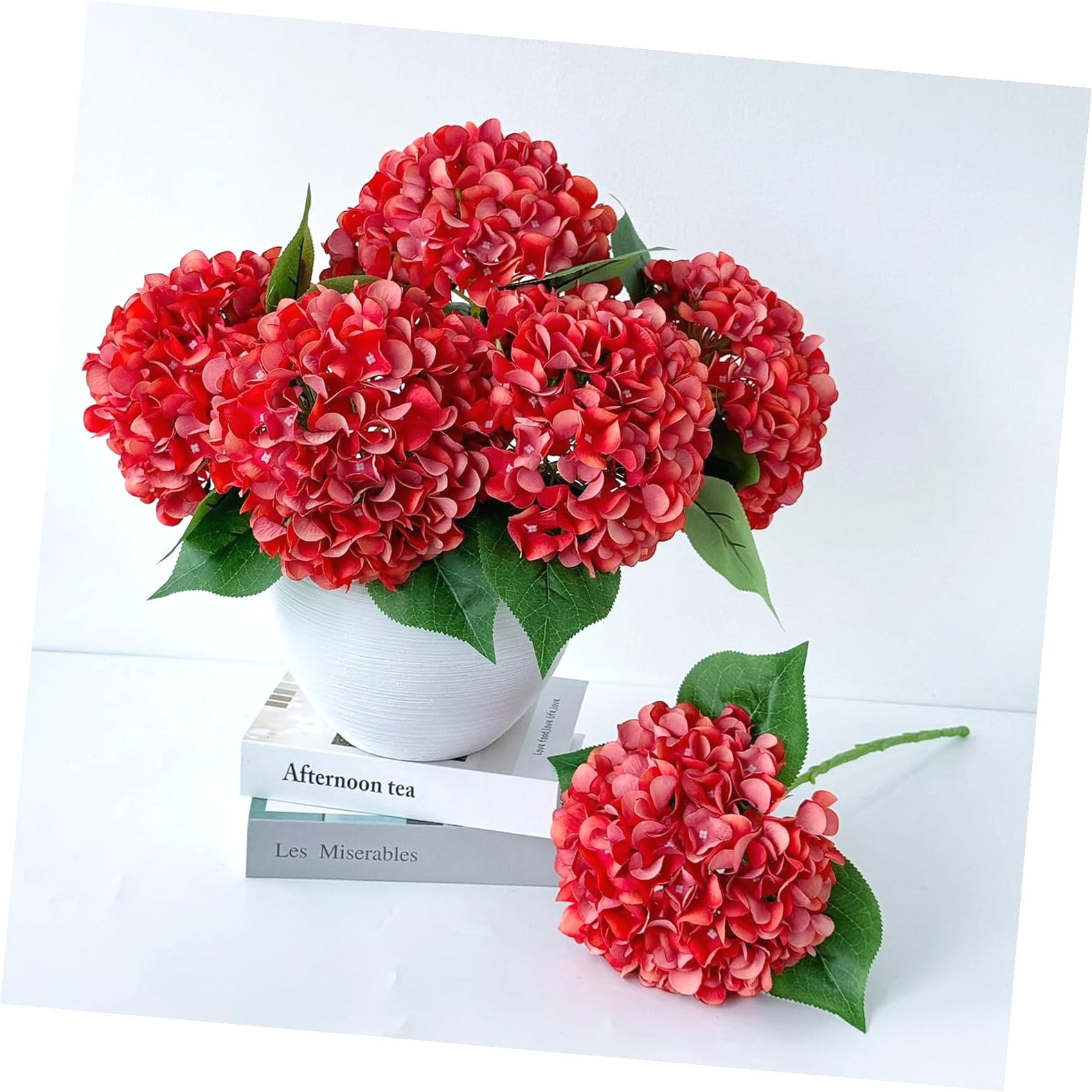 ANYWAY.GO 5 Pcs Orange Silk Hydrangeas Artificial Dried Touch ...
