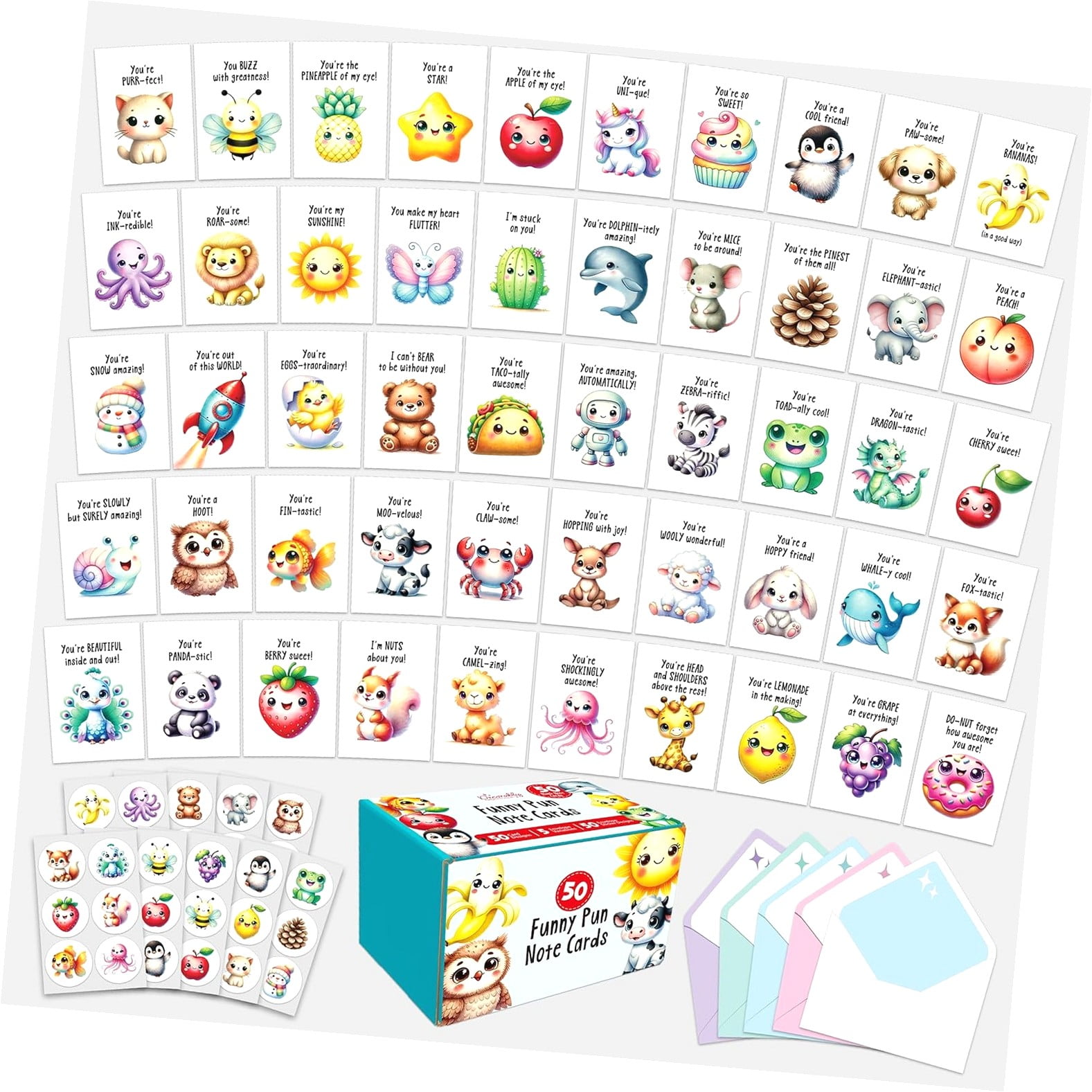 ANYWAY.GO 50 Pack 4x6in Funny Blank with Envelopes and Stickers, 50 ...