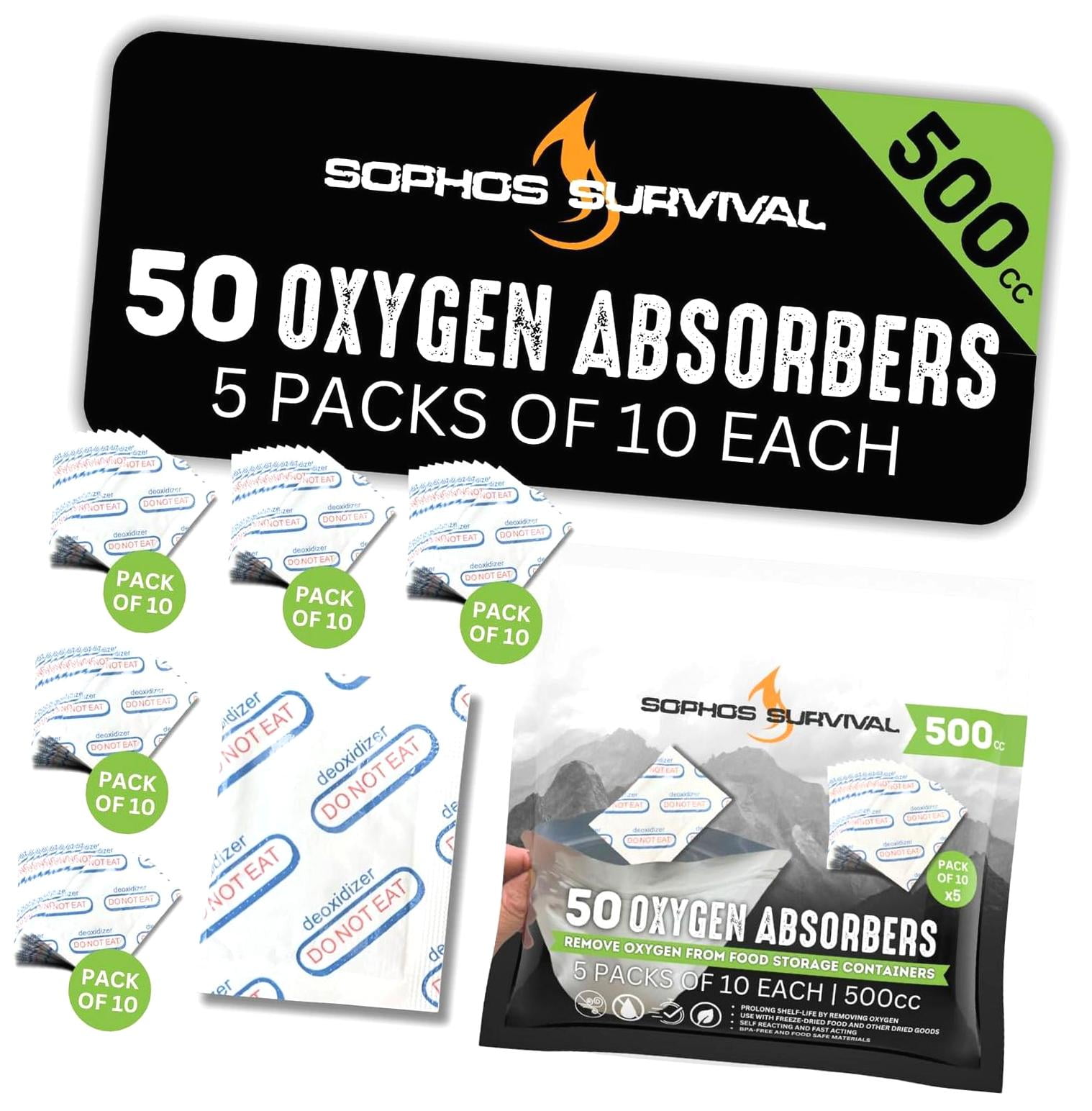 ANYWAY.GO 50 Packs 500cc Oxygen Absorbers (10 Pack in Individual Vacuum ...