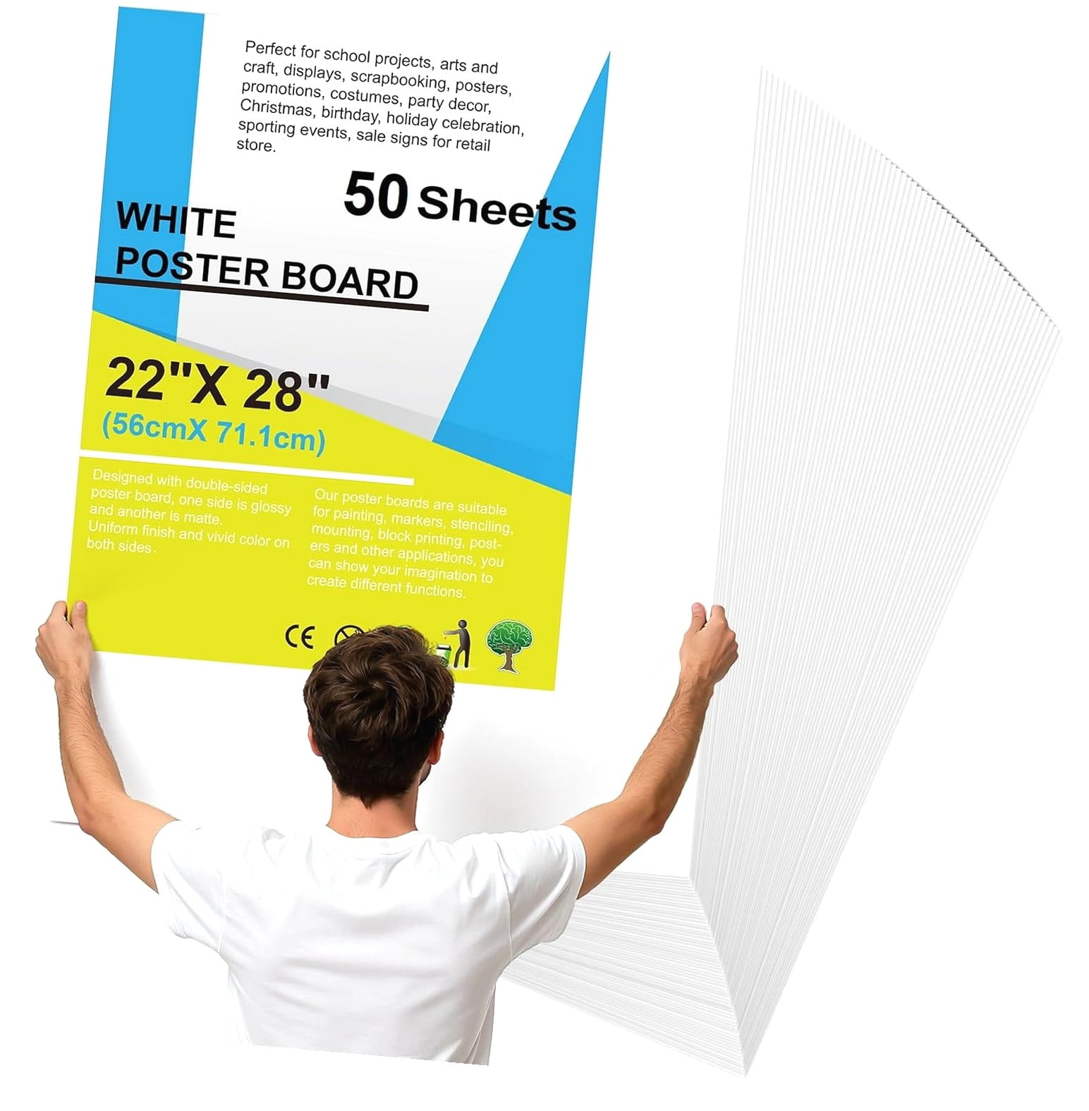 ANYWAY.GO 50Pcs 22" 28" Poster White Poster Paper Bulk, 250 Thickness ...