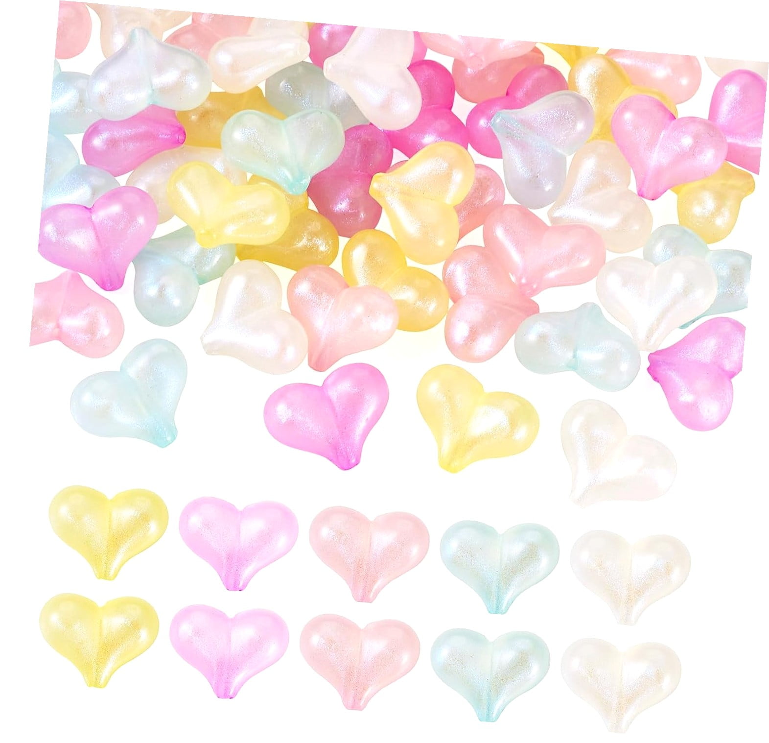 Valentine's Day Craft Supplies 50pcs Clear Pink Heart Beads – 12mm ...