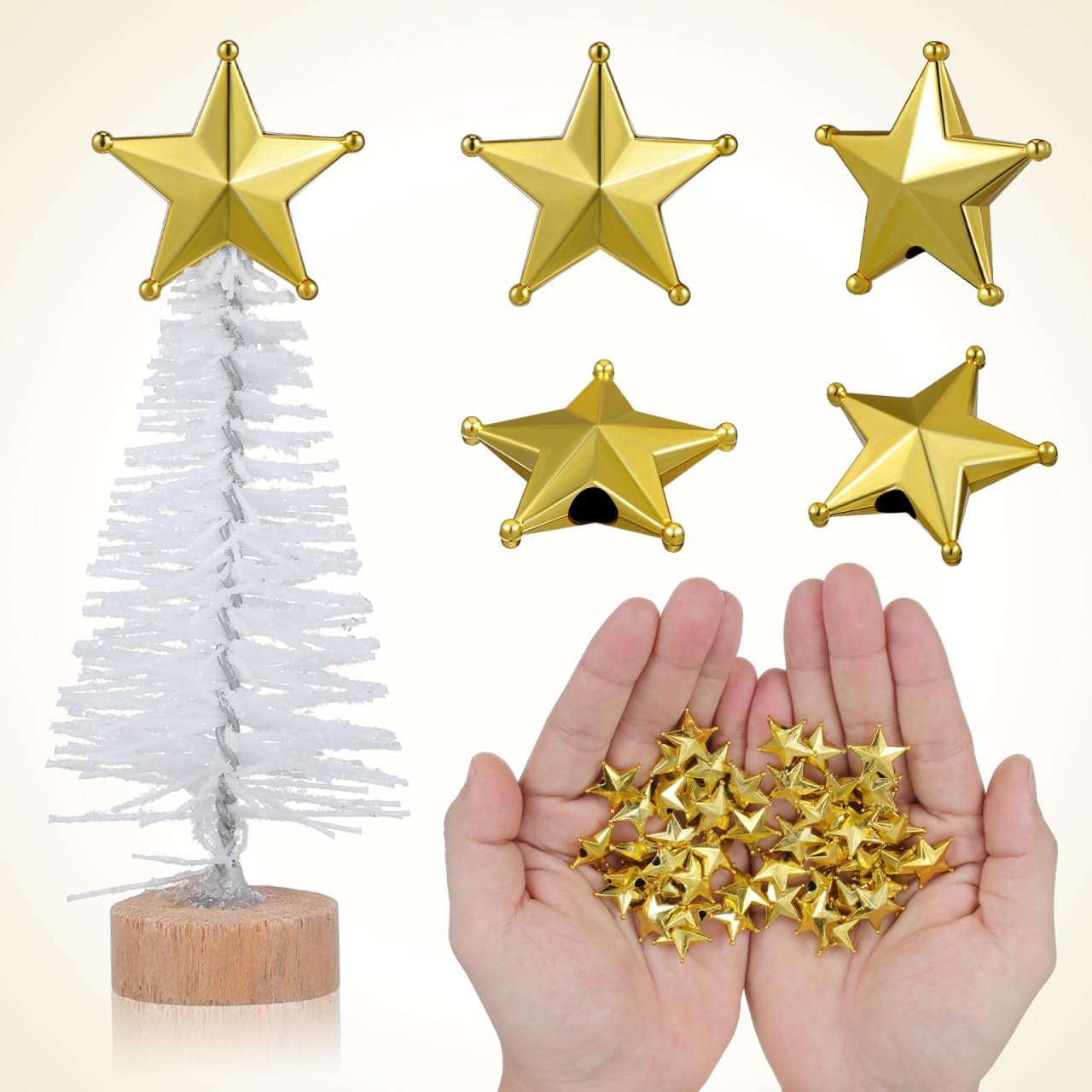 ANYWAY.GO 50pcs Golden Christmas Tree Topper Stars with Inner Treetop ...