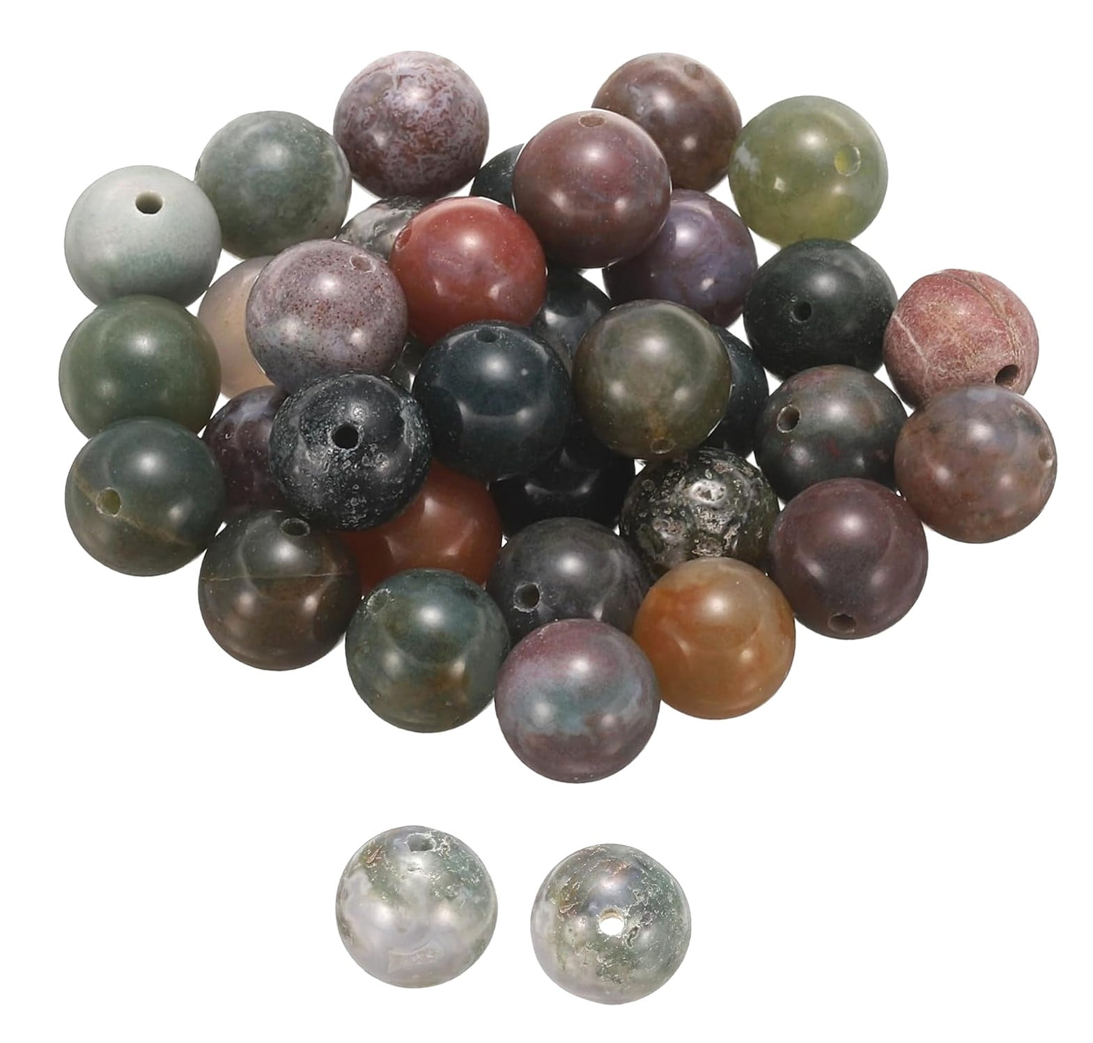 ANYWAY.GO 50pcs Stone Beads 10mm Agate Round Gemstone Stone Loose ...