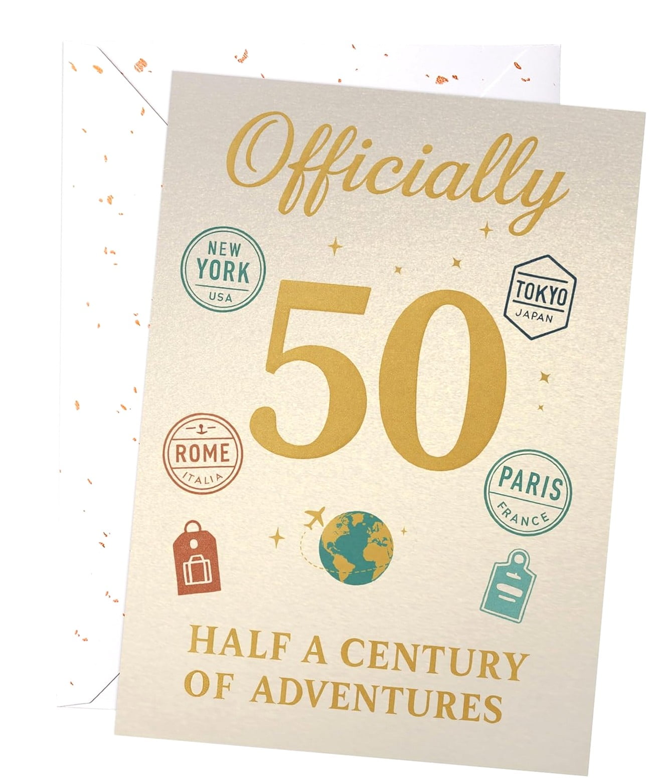 ANYWAY.GO 50th Birthday Card – "Officially 50" Travel Theme with ...