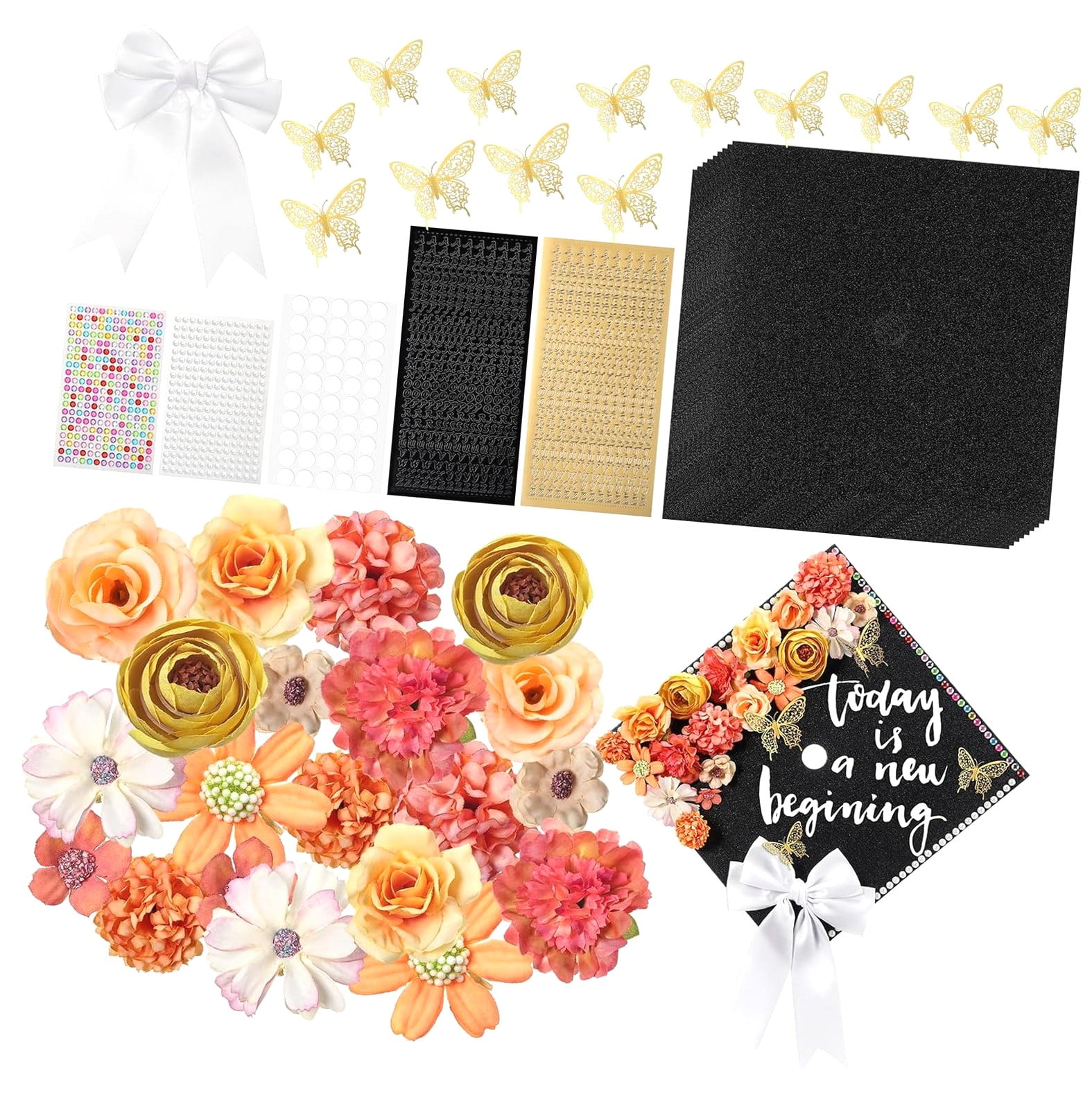 ANYWAY.GO 56 Pcs Graduation Grad Decorations Set Glitter Card Stock ...