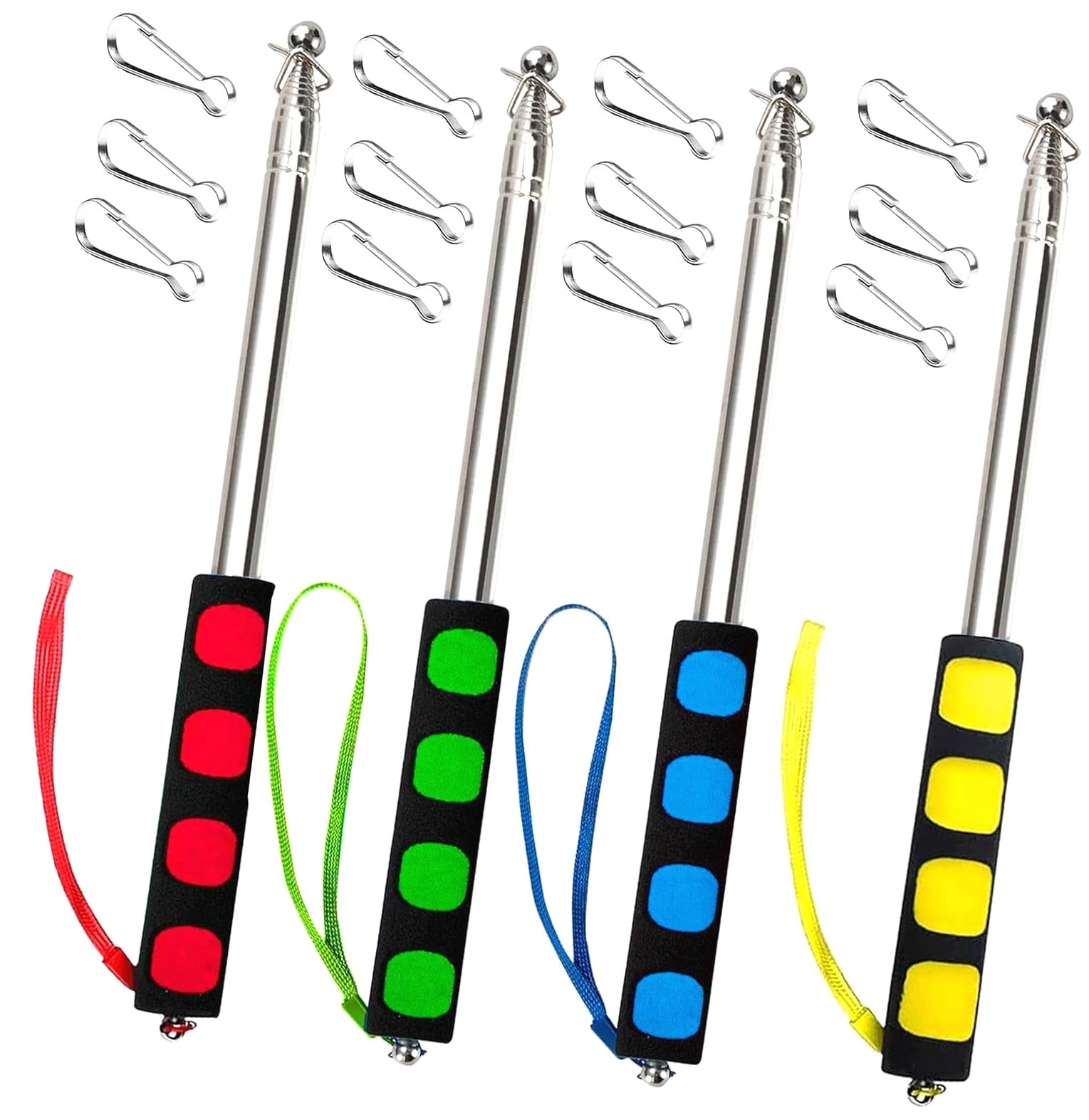 ANYWAY.GO 6.56FT Extendable Handheld Flagpoles with Clips, Telescopic ...