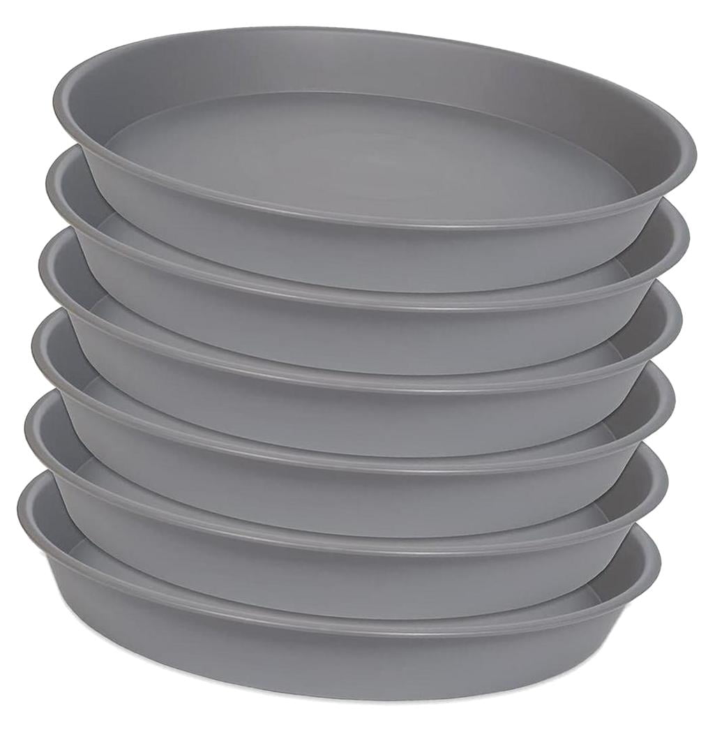 ANYWAY.GO 6-Pack 12-inch Round Plant Saucers, Gray Plastic Trays for ...