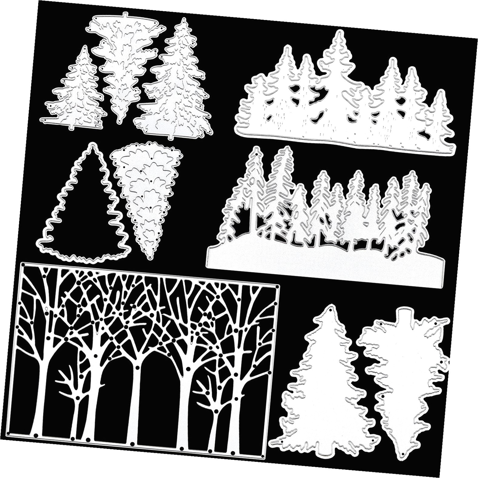ANYWAY.GO 6 Pieces Christmas Tree Die Cuts Stencils Christmas Metal ...