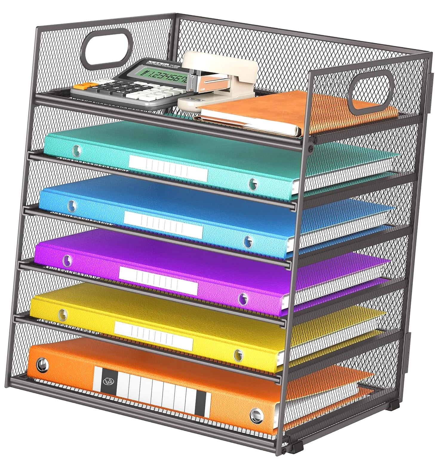ANYWAY.GO 6-Tier Letter Tray Organizer with Handle, Mesh Desk File ...