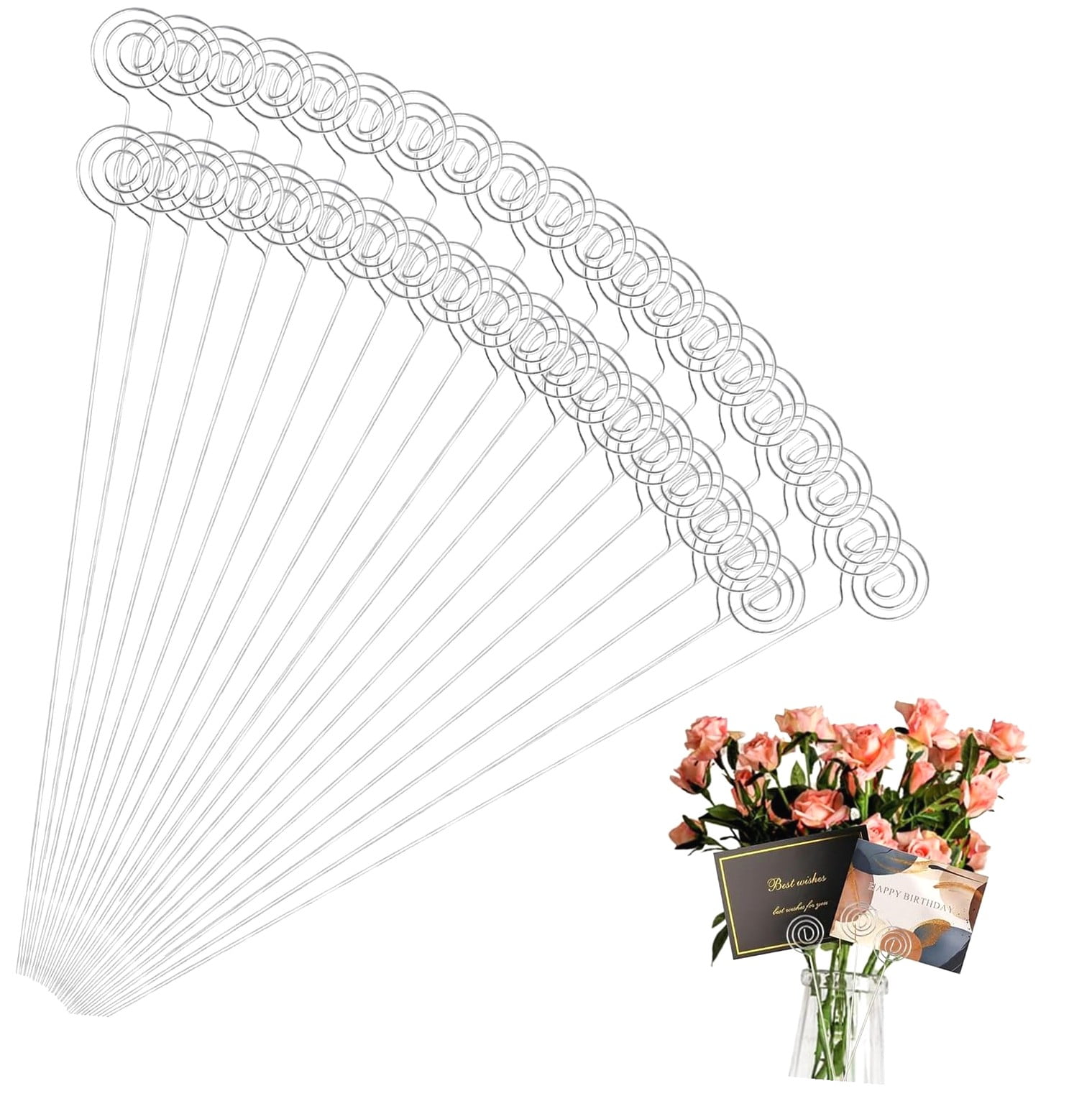 ANYWAY.GO 60 Pcs Metal Wire Floral Picks 13 Inch Wire Place Card Holder ...