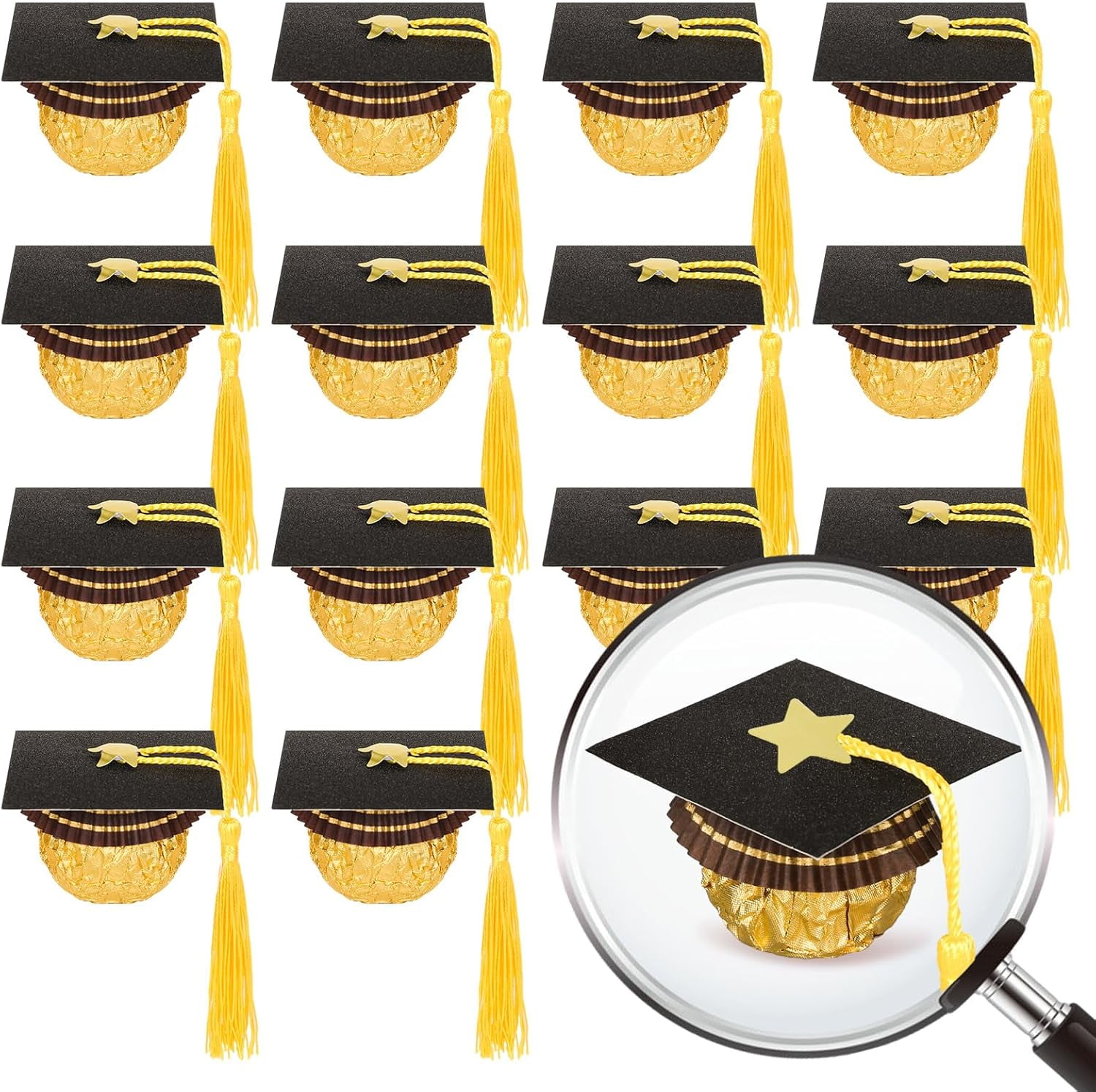 ANYWAY.GO 60 Sets Graduation Chocolate Decoration Congrats Grad Cupcake ...