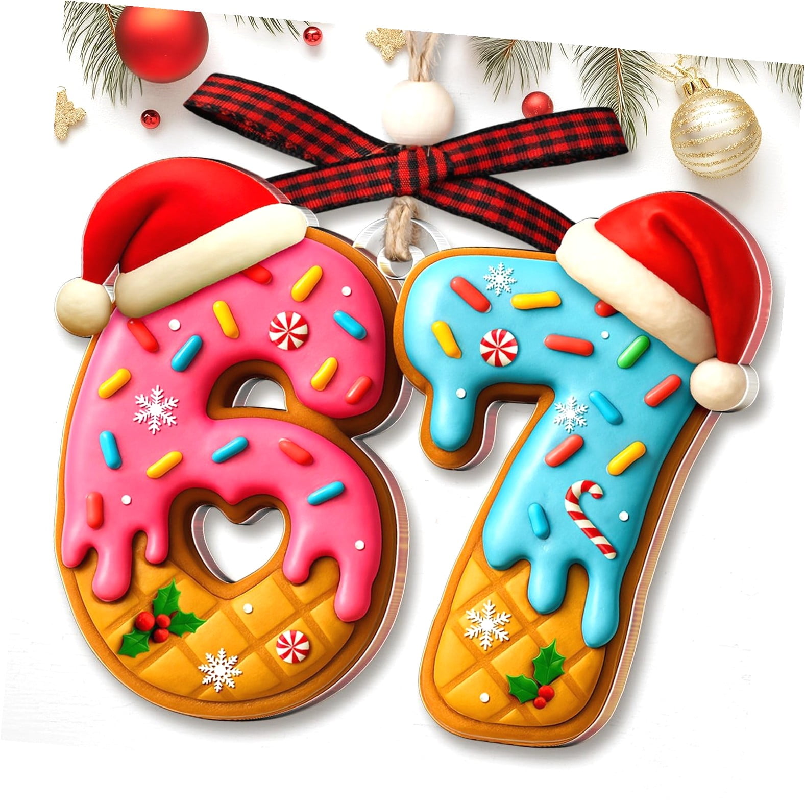 ANYWAY.GO 67 Ornament Donut 6 7 Funny Christmas Ornaments 67 Meme Gag ...