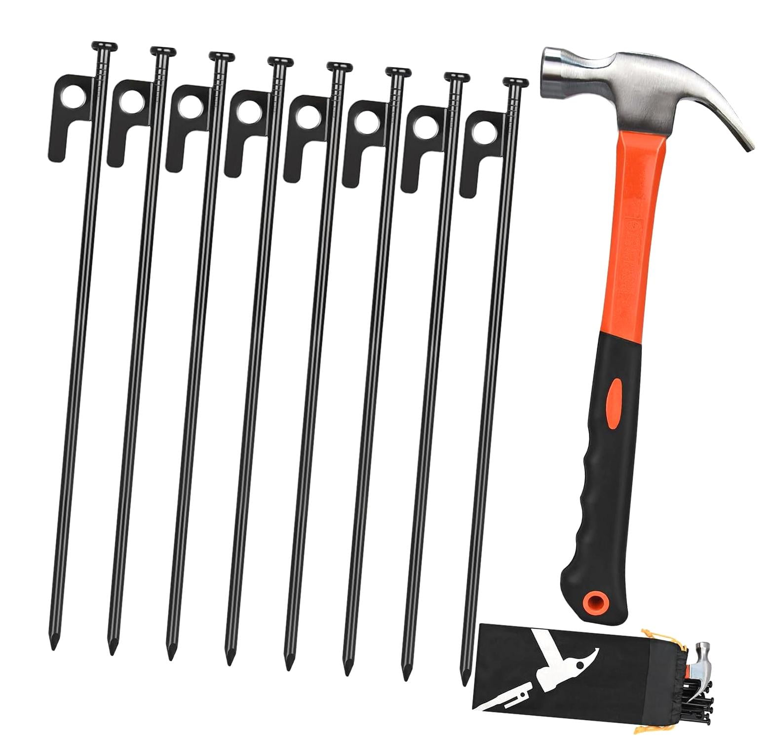 ANYWAY.GO 8 Pack 8in Tent Stakes and Set, with Storage Pouch, Available ...