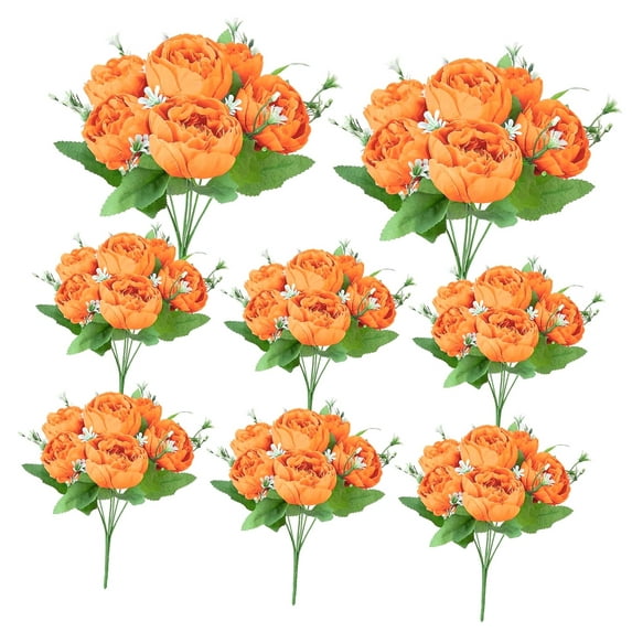 ANYWAY.GO 8 Pack Orange Peonies, Fall Fake Silk Hydrangea Bouquet for ...