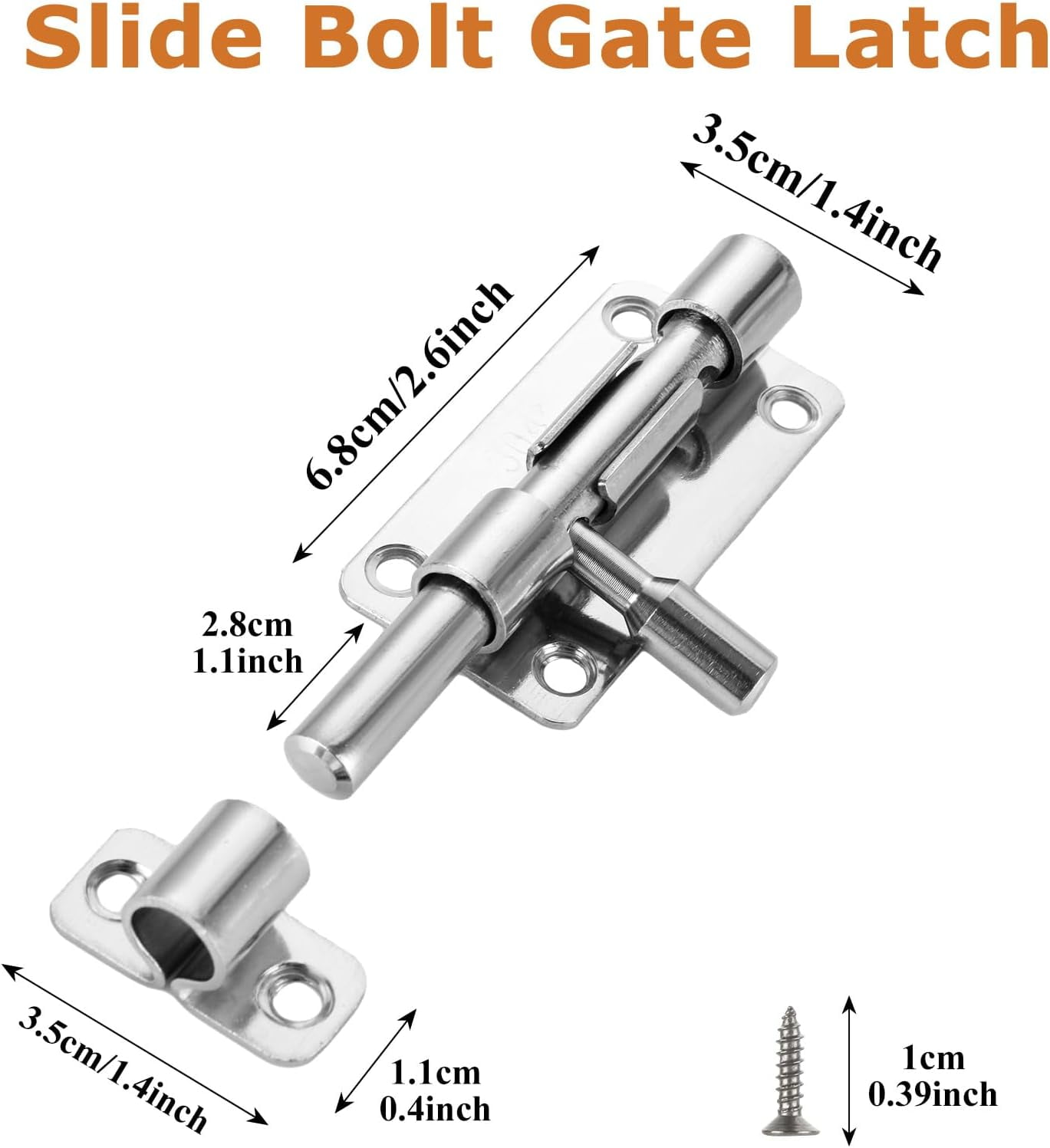 ANYWAY.GO 8-Piece Sliding Bolt Gate Set, 304 Steel Fence Door Lock ...