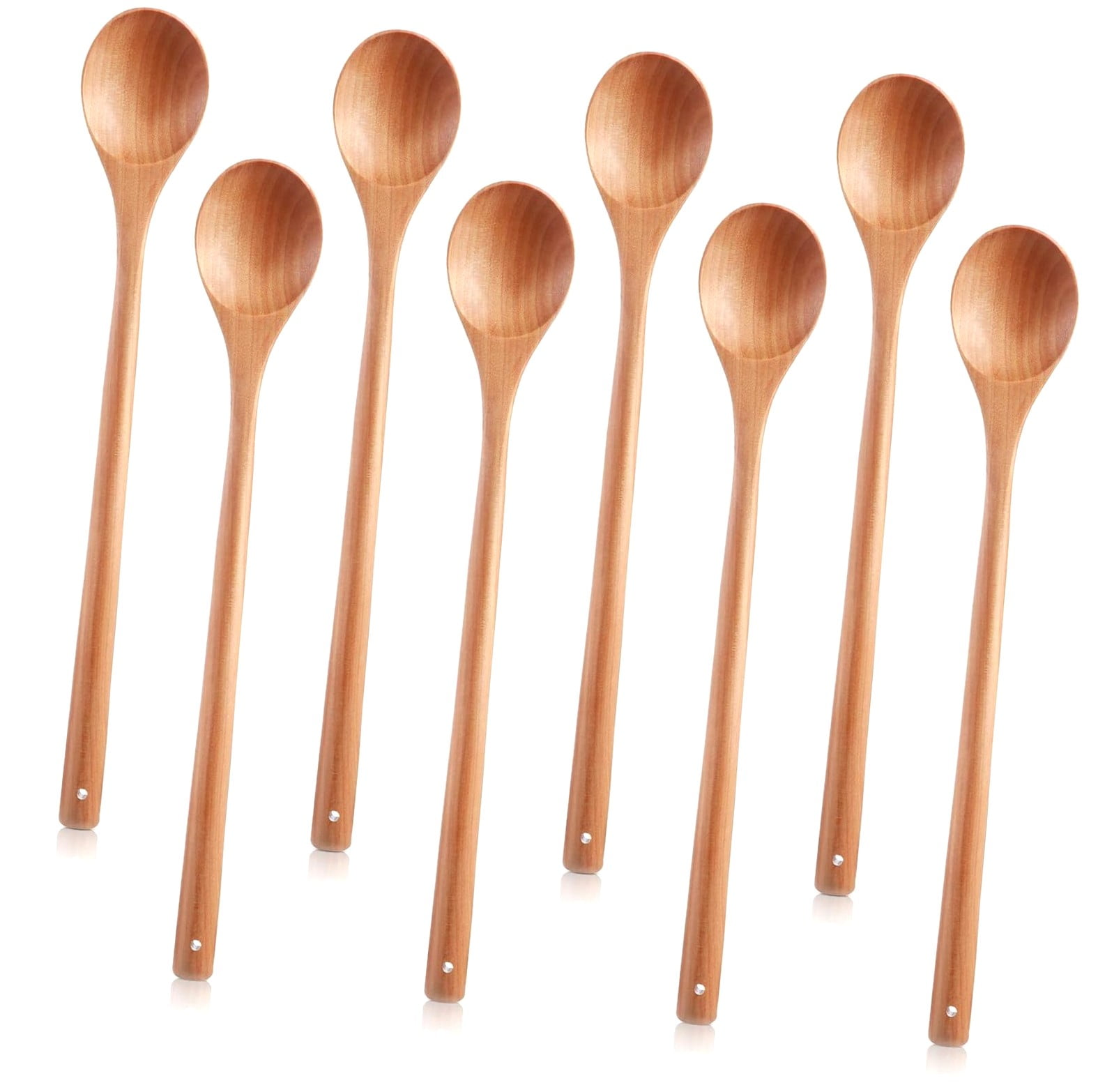 ANYWAY.GO 8 Piece Wooden Mixing Spoon Set, 13 Inch Long Handle Wood ...