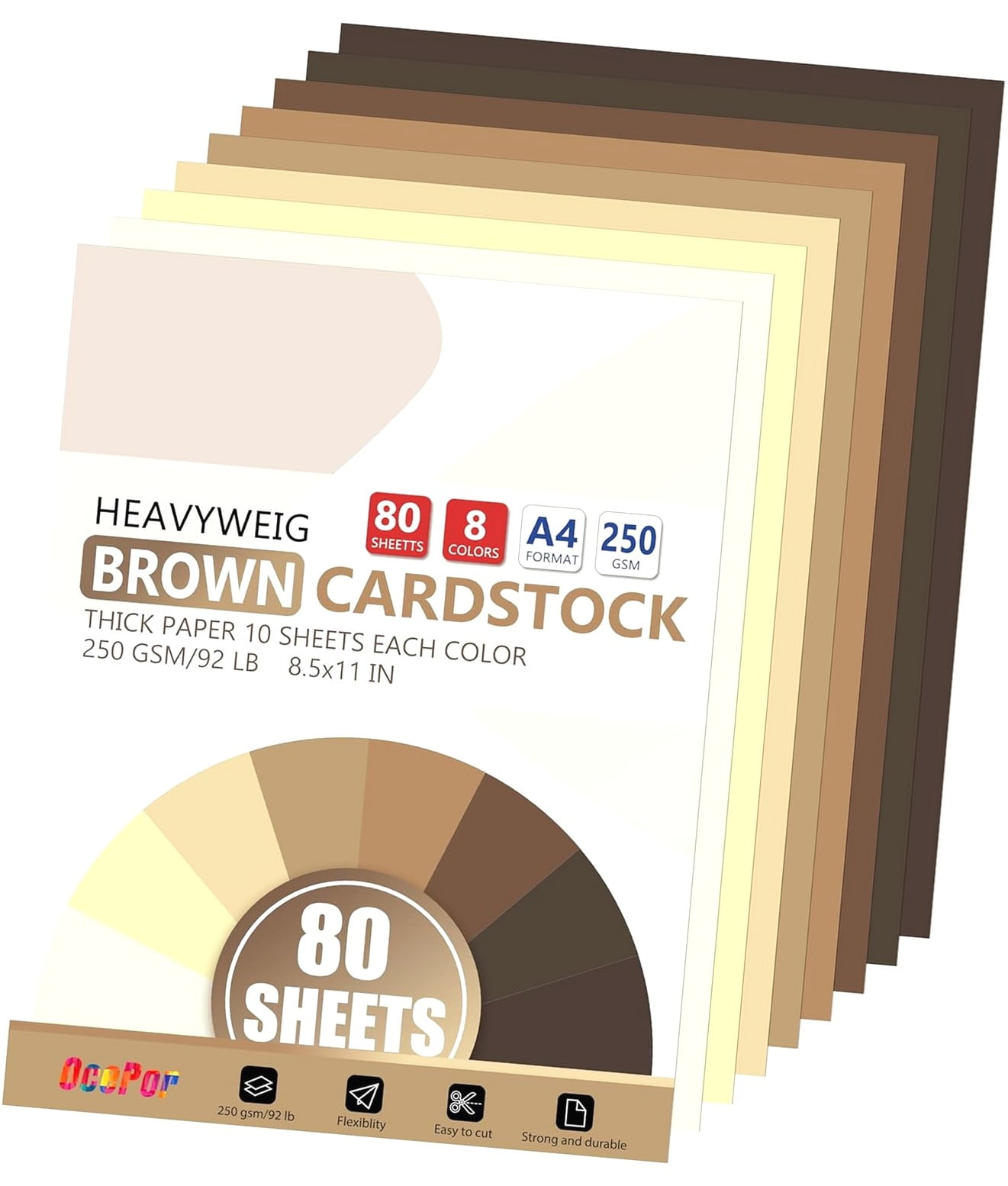 ANYWAY.GO 80 Brown Cardstock Paper, Colored Printer Paper 8.5 11, Thick ...