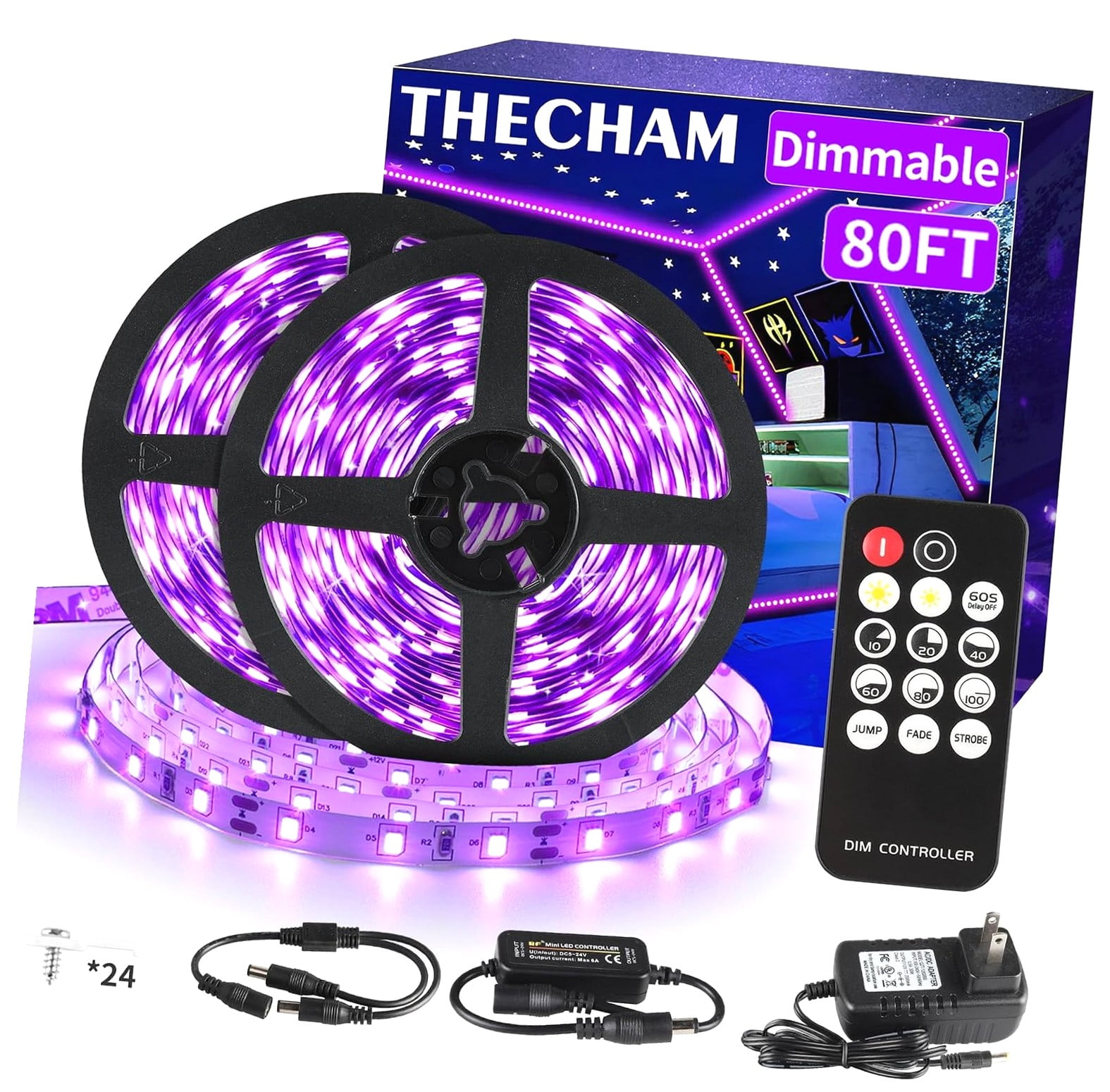 ANYWAY.GO 80ft Light Strip with Remote Control, 1440 LEDs, Flexible for ...