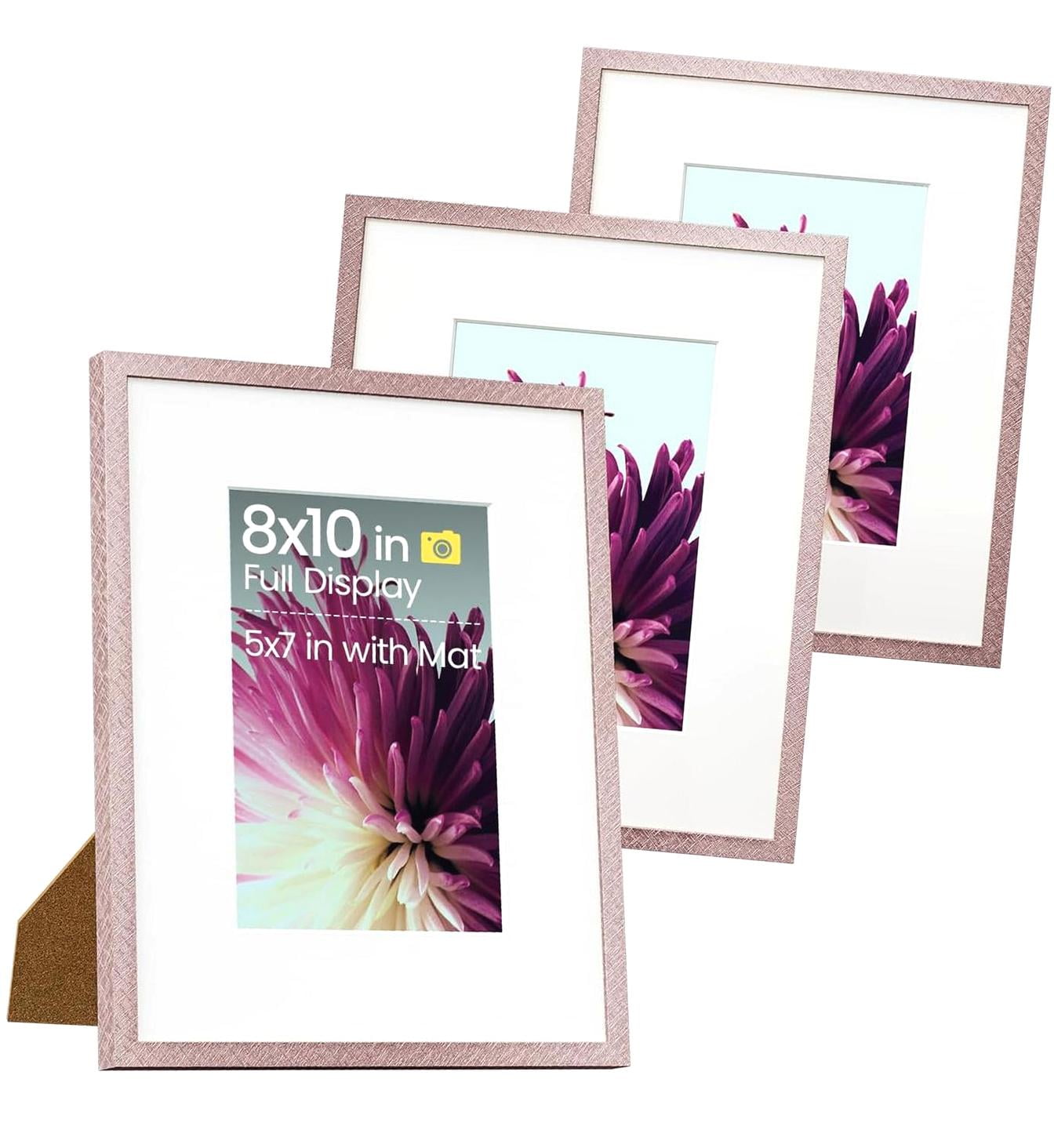 ANYWAY.GO 8x10 Aluminum Metal Picture Frame with Mat for 5x7 Photos, 3 ...