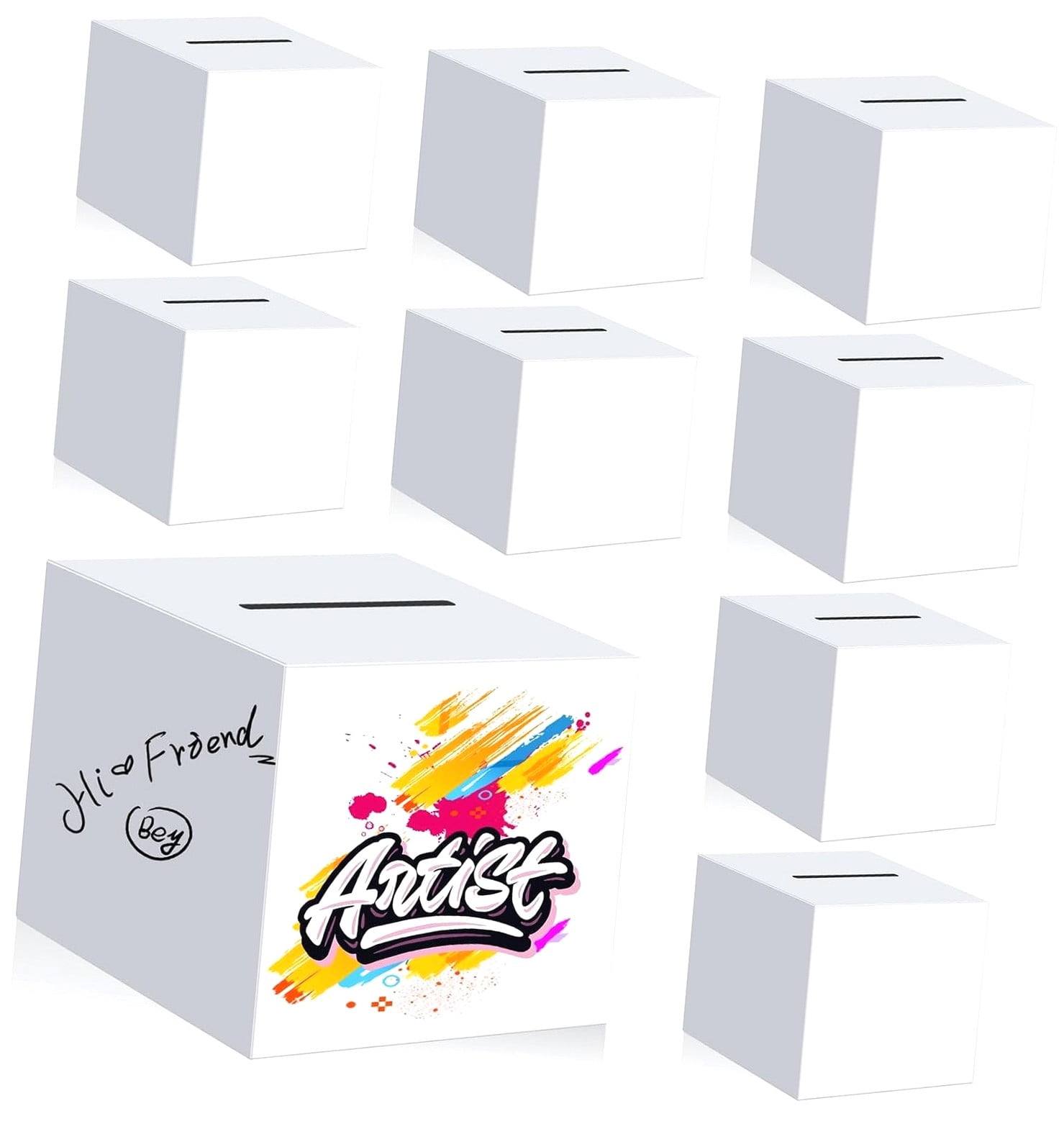 ANYWAY.GO 9 Pack 10" Raffle Boxes Large White Cardboard Box 10 10 10 ...