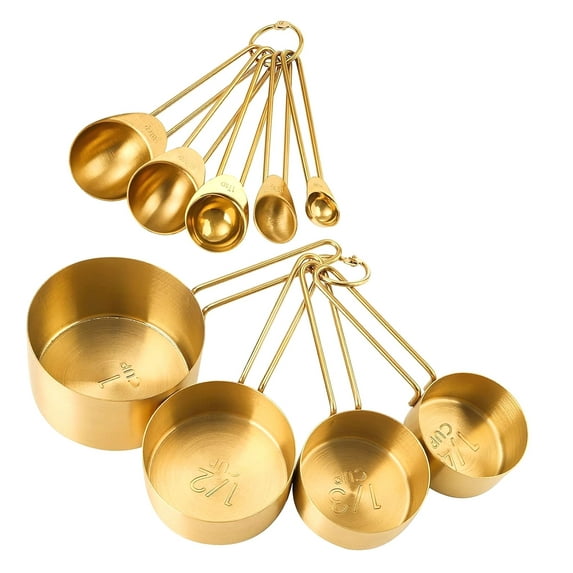 ANYWAY.GO 9 Pcs Measuring Cups and Spoons Set, Nesting Steel Kitchen ...