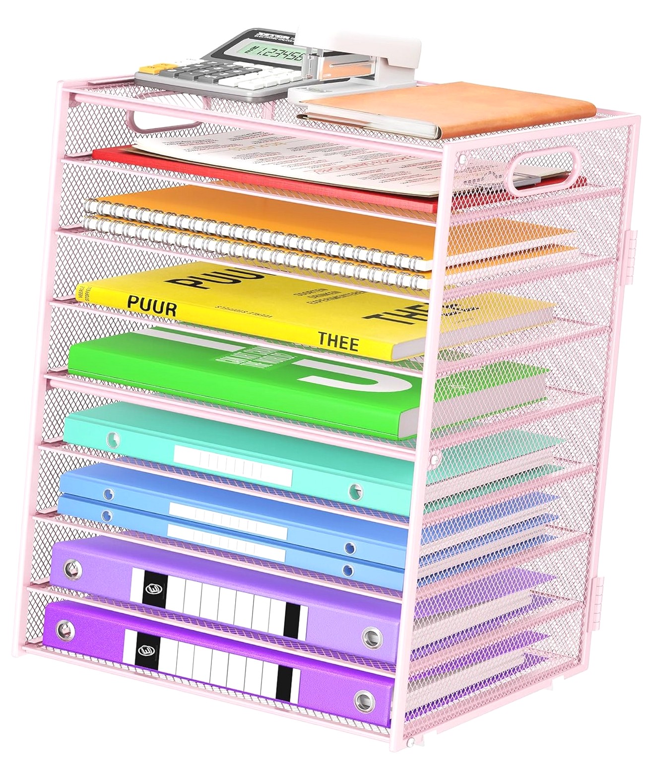 ANYWAY.GO 9 Tier Paper Organizer with Handle, Large Desk Organizer File ...