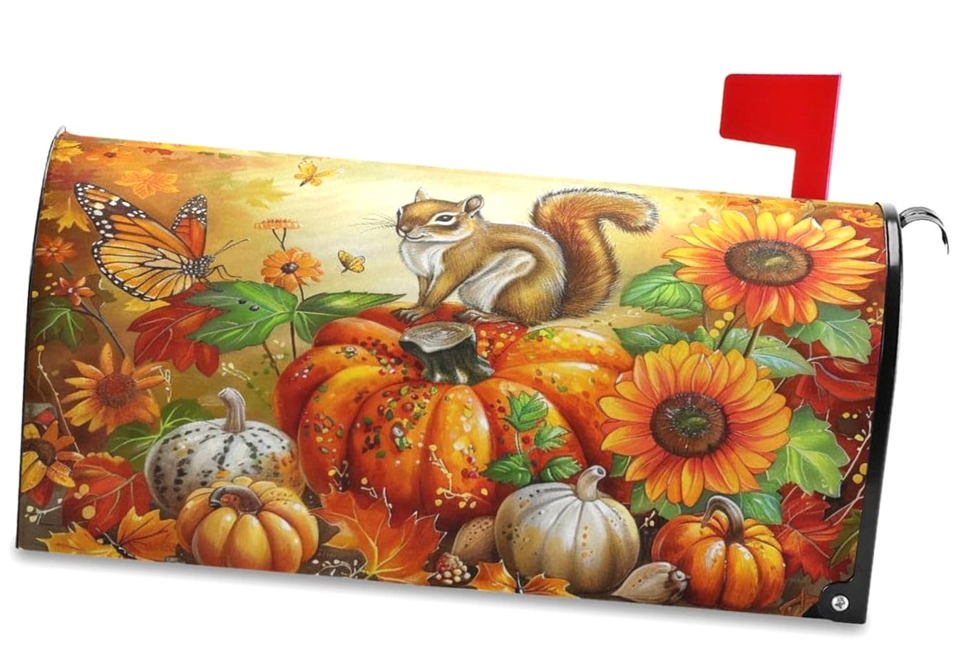 ANYWAY.GO Autumn Pumpkin Sunflower Mailbox Cover MailWraps,Fall ...