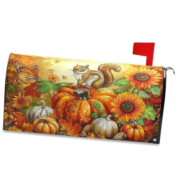 ANYWAY.GO Autumn Pumpkin Sunflower Mailbox Cover MailWraps,Fall ...