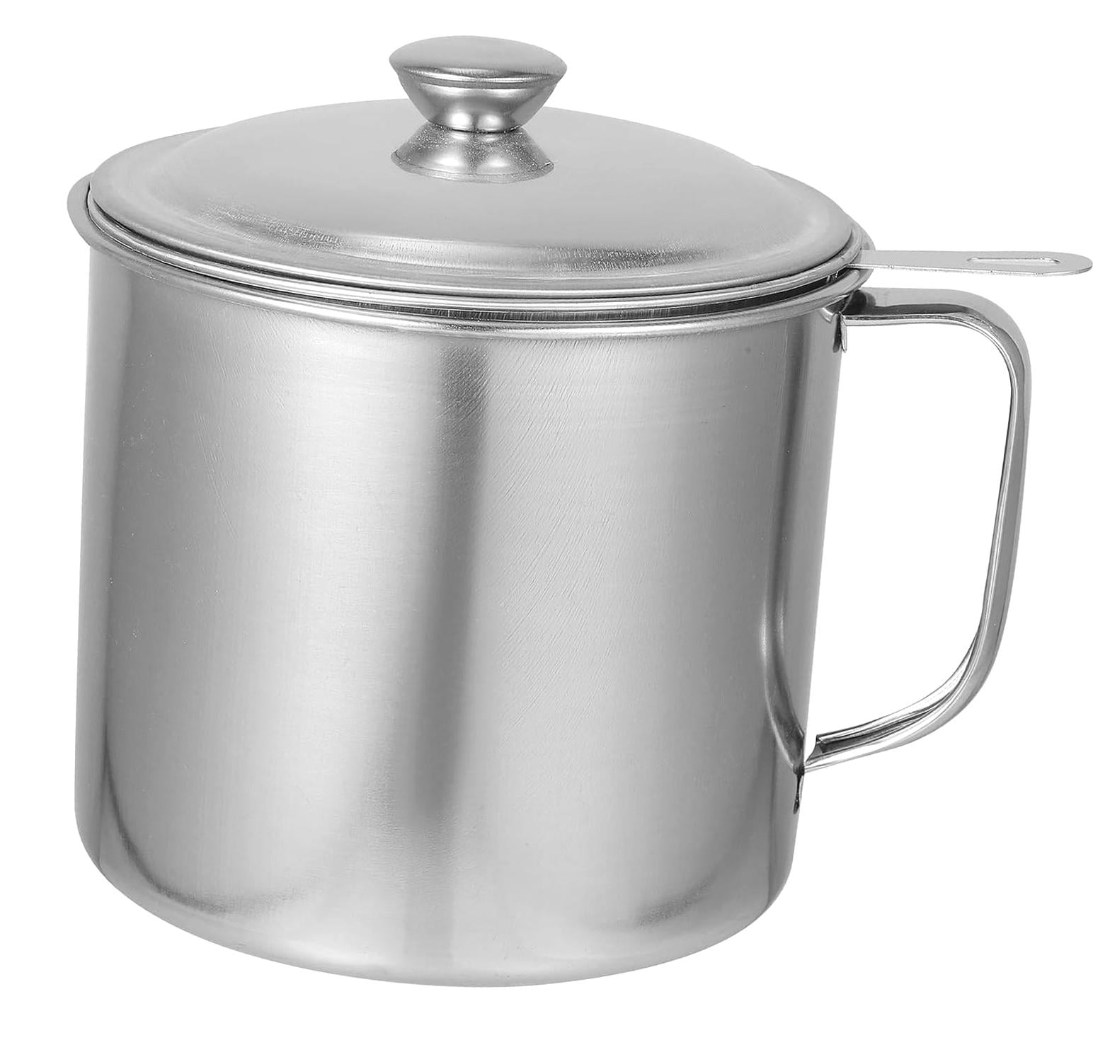 ANYWAY.GO Bacon Grease Container, 1.4L Kitchen Steel Oil Container Can ...