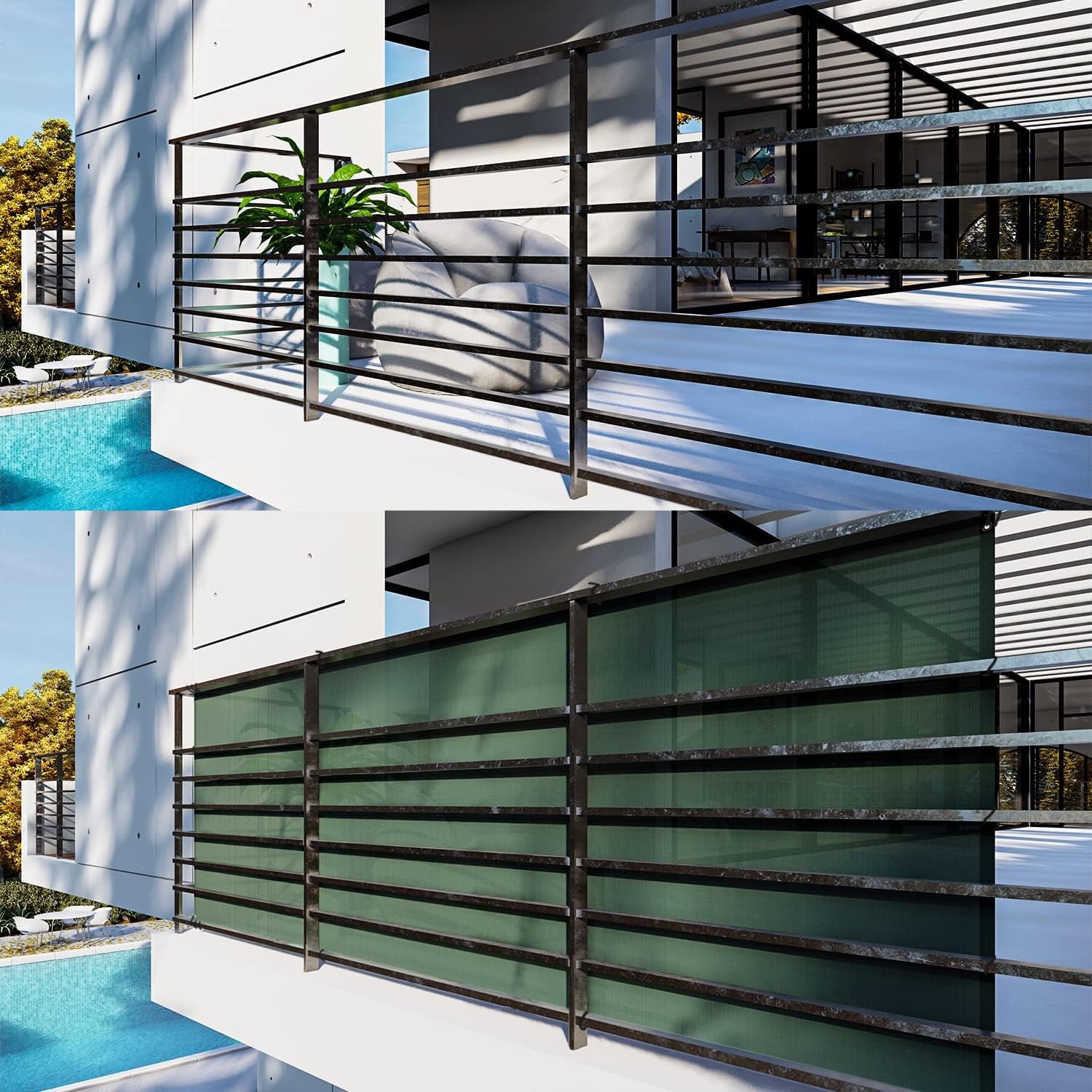 ANYWAY.GO Balcony Privacy Screen 3' x 20' Mesh Fence Cover with Cable ...