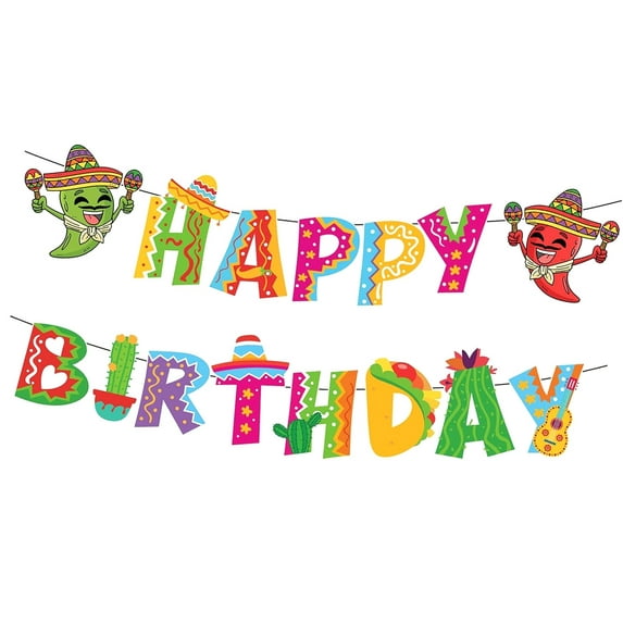 ANYWAY.GO Banner 2 Pieces Birthday Banner Bunting Garland Cinco De Mayo ...