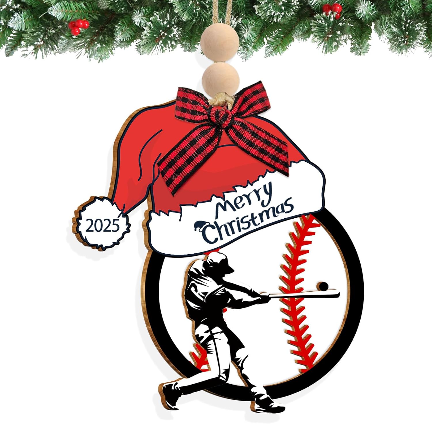 ANYWAY.GO Baseball, 2025 Baseball Ornaments for Christmas Tree, Wooden ...