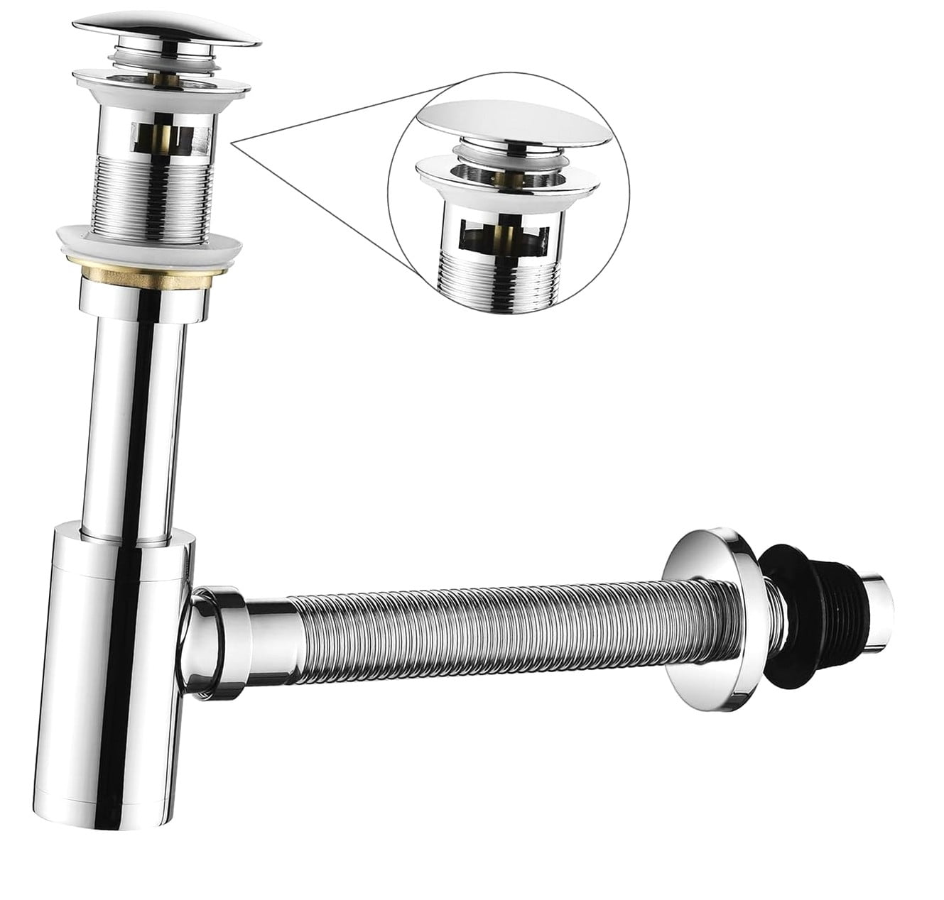 ANYWAY.GO Bathroom Sink Complete Set Threaded Tube 1-1/4 Sink Drain ...