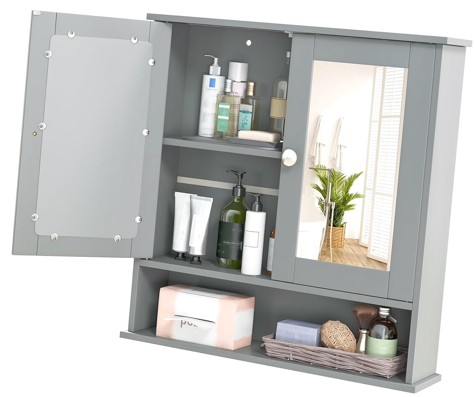 ANYWAY.GO Bathroom Wall Cabinet, Over The Toilet Storage Cabinet with 2 ...