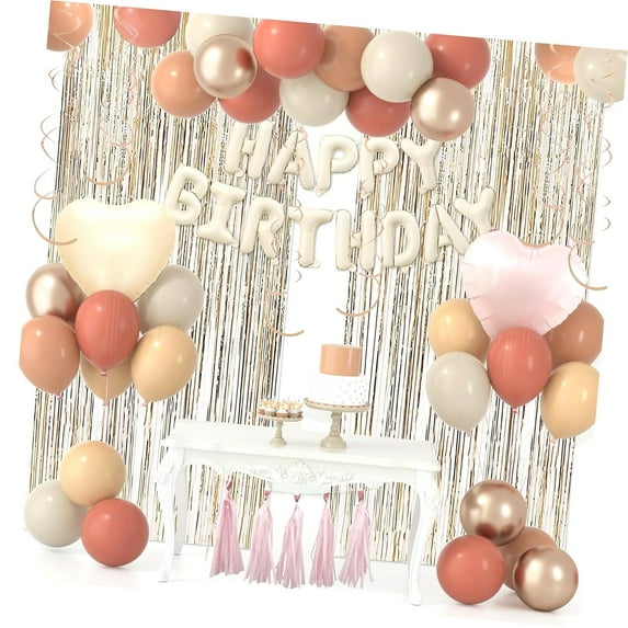 ANYWAY.GO Beige Birthday Decorations for Girls with , Birthday Party ...