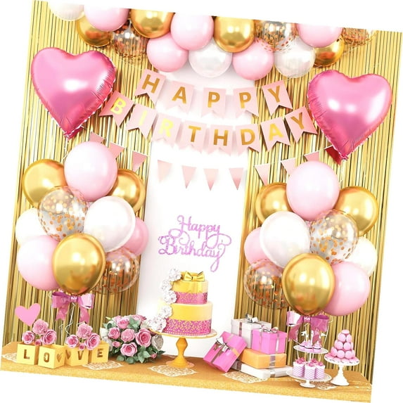 ANYWAY.GO Birthday Decorations for Girls, Decorations inge Curtain ...